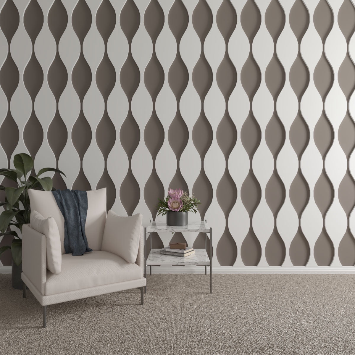 Ekena Millwork 47"H x 3/4"T Ozark PVC Adjustable Decorative Slat Wall ...