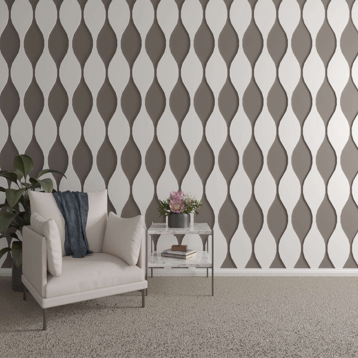 Ekena Millwork 47"H x 3/8"T Ozark PVC Adjustable Decorative Slat Wall ...