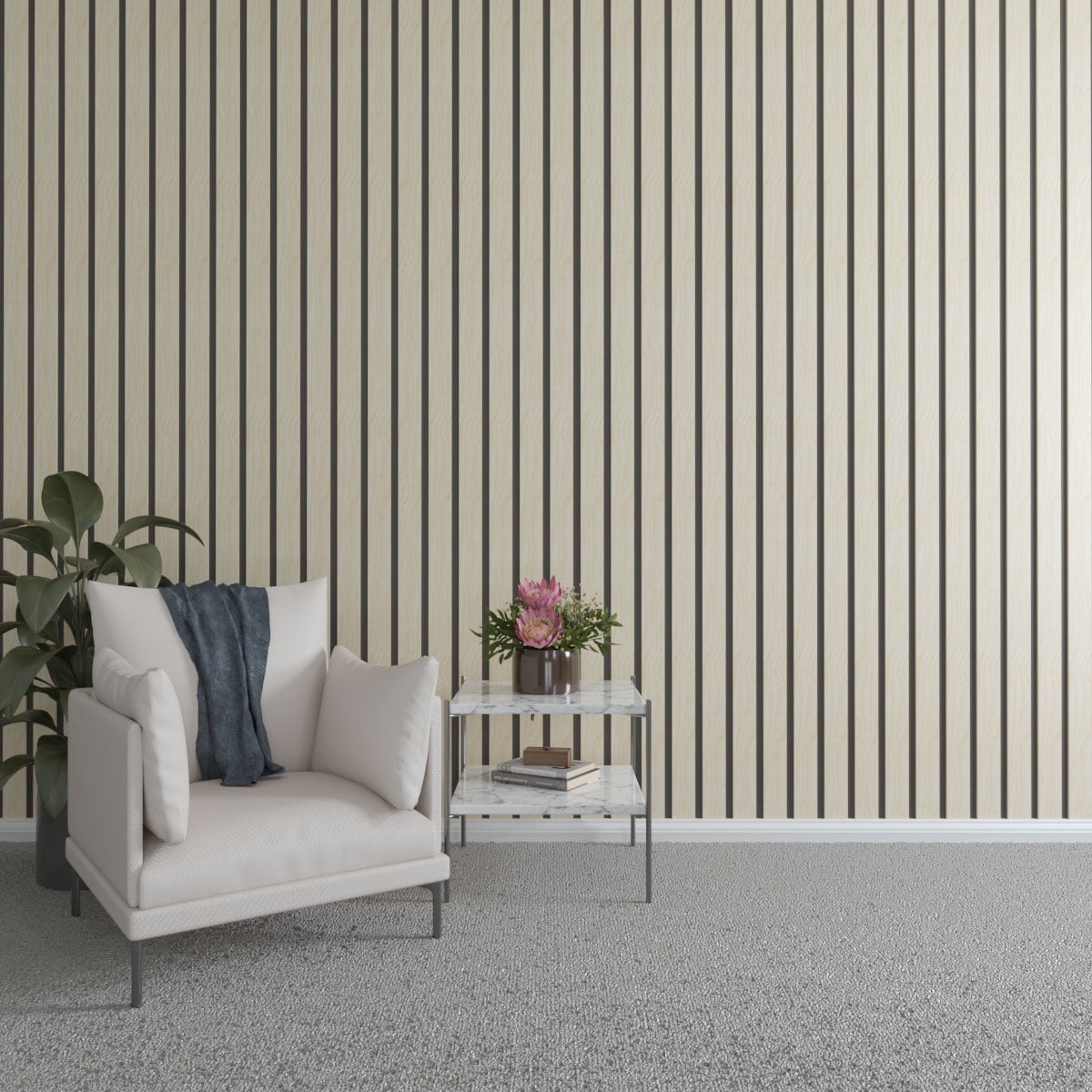 Ekena Millwork 94"H x 3/8"T Adjustable Wood Slat Wall Panel Kit w/ 3"W ...