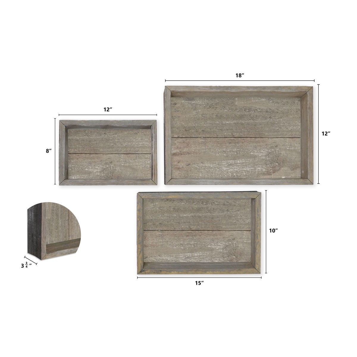 Ekena Millwork Set of 3, Rectangle, Closed Back, Vintage Farmhouse ...
