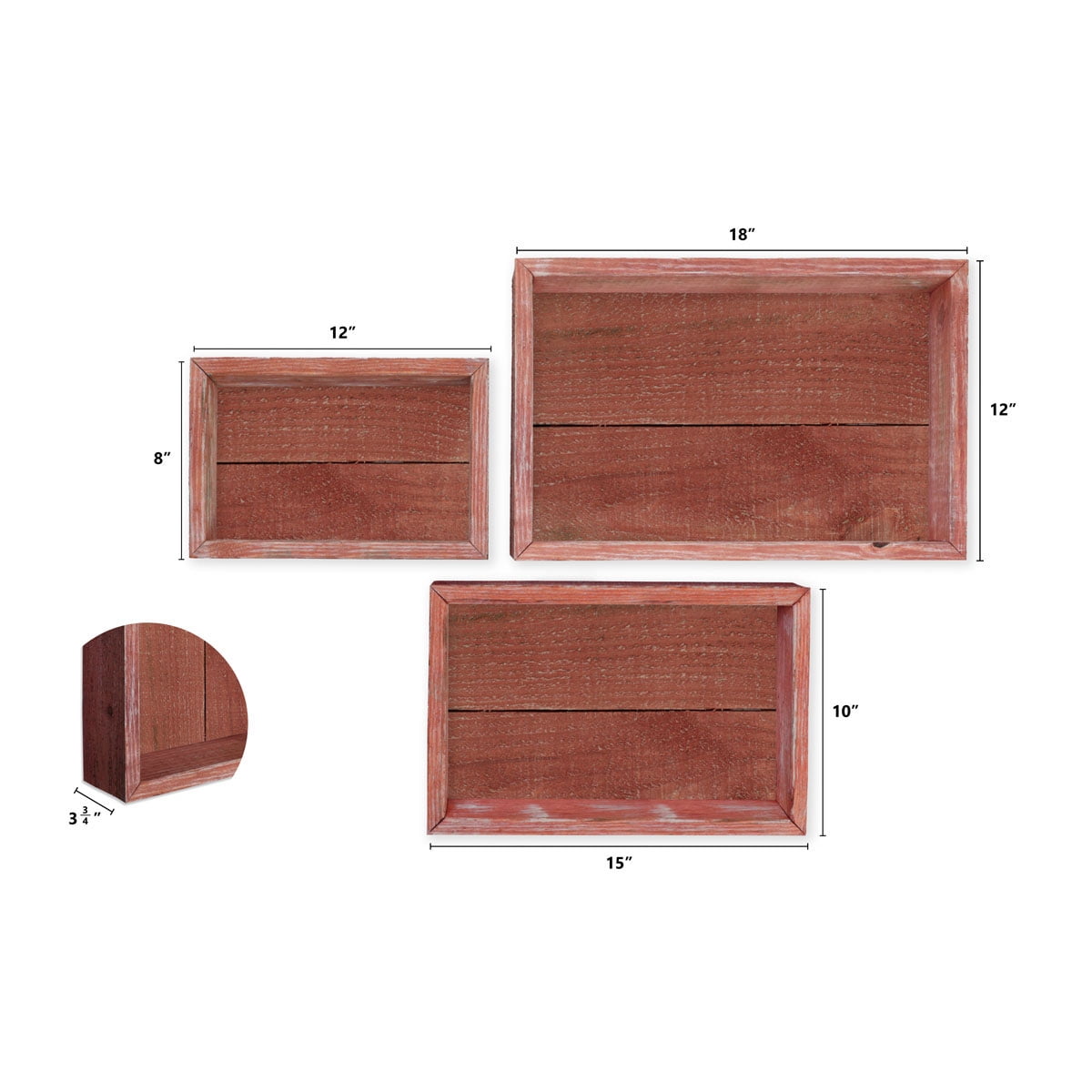 Ekena Millwork Set of 3, Rectangle, Closed Back, Vintage Farmhouse ...