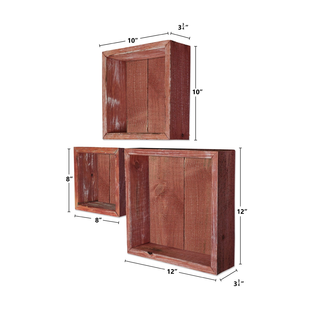 Ekena Millwork Set of 3, Square, Closed Back, Vintage Farmhouse Shadow ...