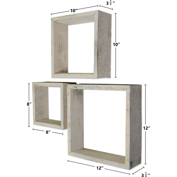 Ekena Millwork Set of 3, Square, Open Back, Vintage Farmhouse Shadow ...