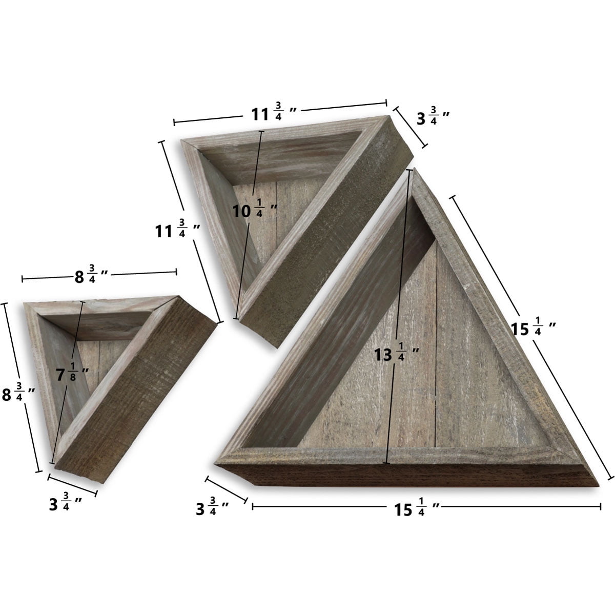 Ekena Millwork Set of 3, Triangle, Closed Back, Vintage Farmhouse ...