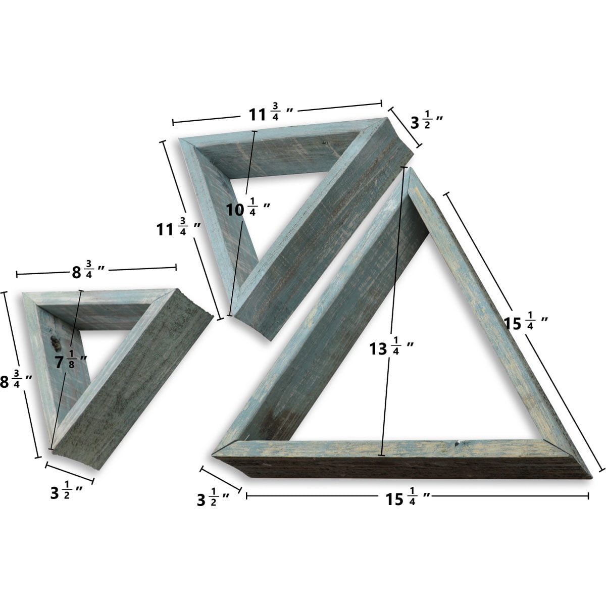 Ekena Millwork Set of 3, Triangle, Open Back, Vintage Farmhouse Shadow ...