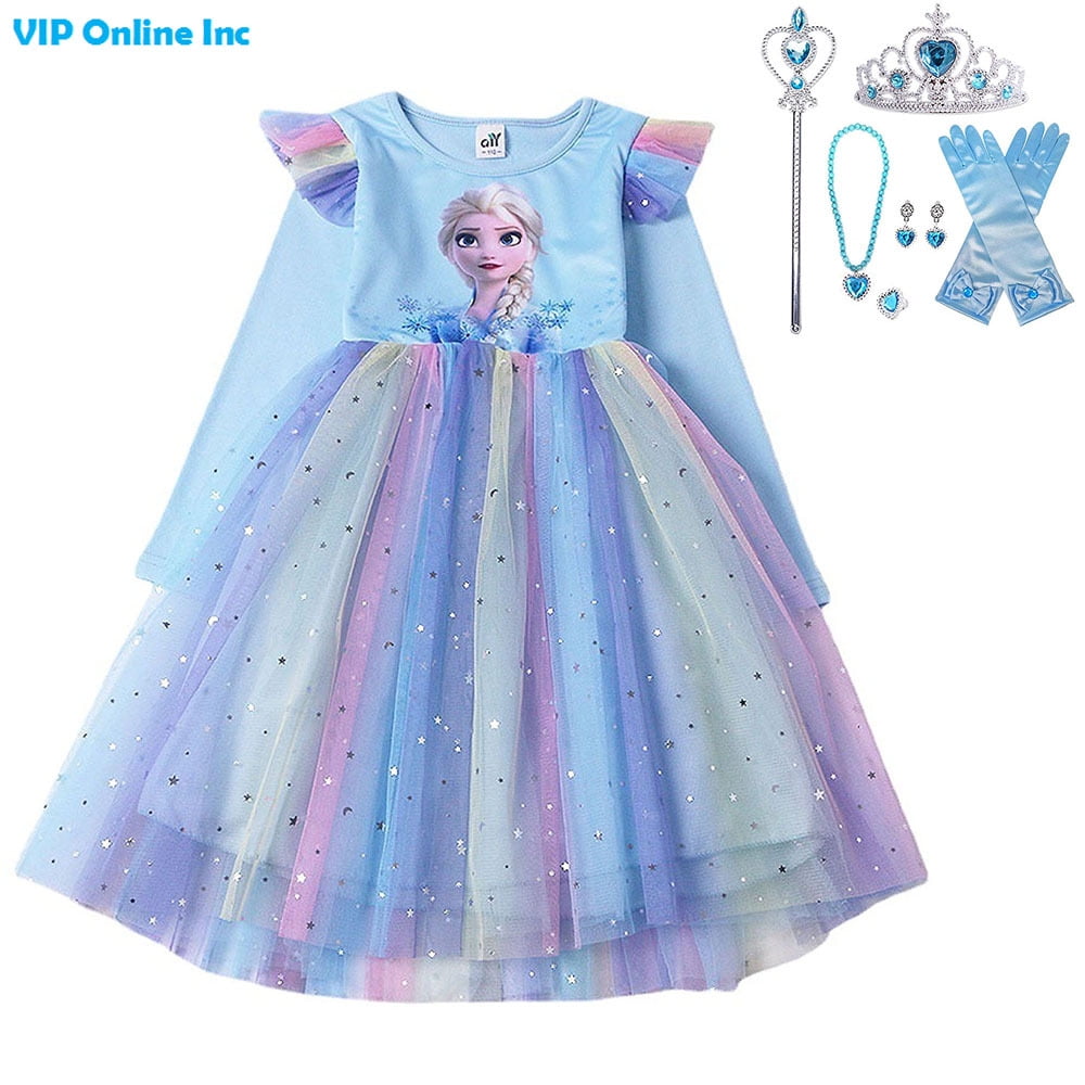 Ekez Princess Elsa Dress Up for Little Girls Birthday Costumes ...
