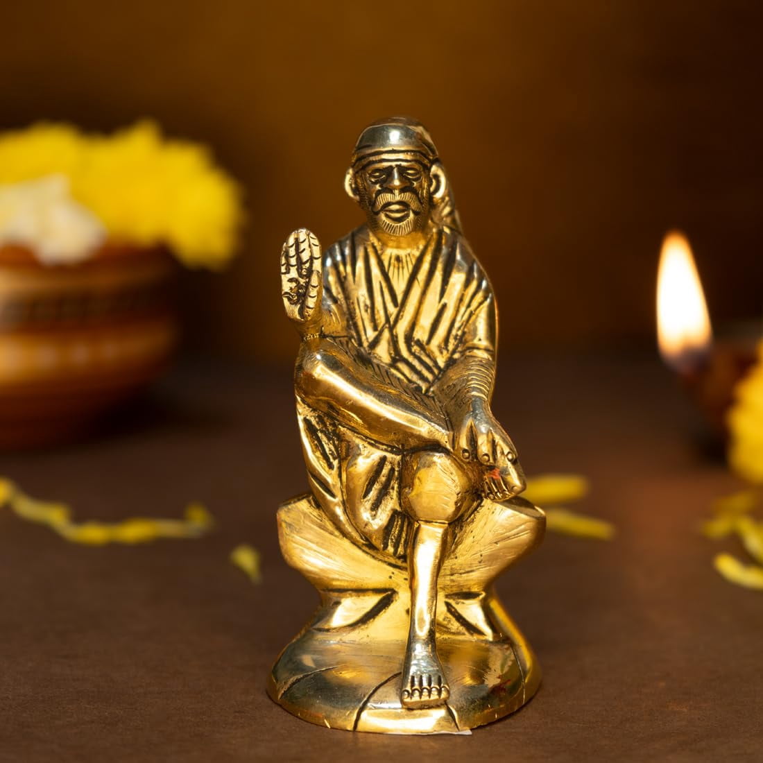Ekhasa Aura Series 100 Pure Brass Sai Baba Statue for Home Size 8 cm ...