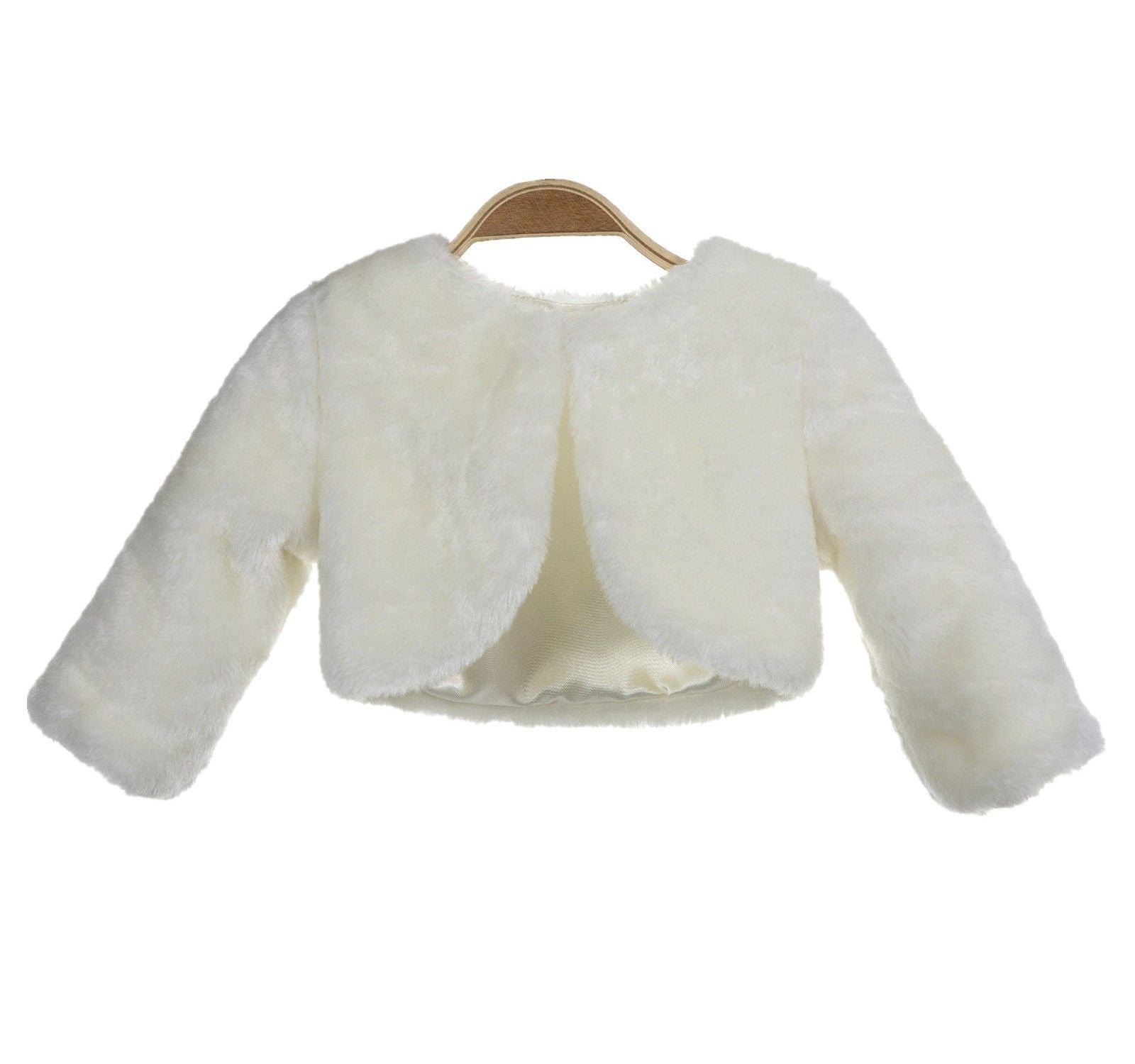 EkidsBridal Ivory Faux Fur Capes Flower Girl Bolero Cozy Fur Jacket ...
