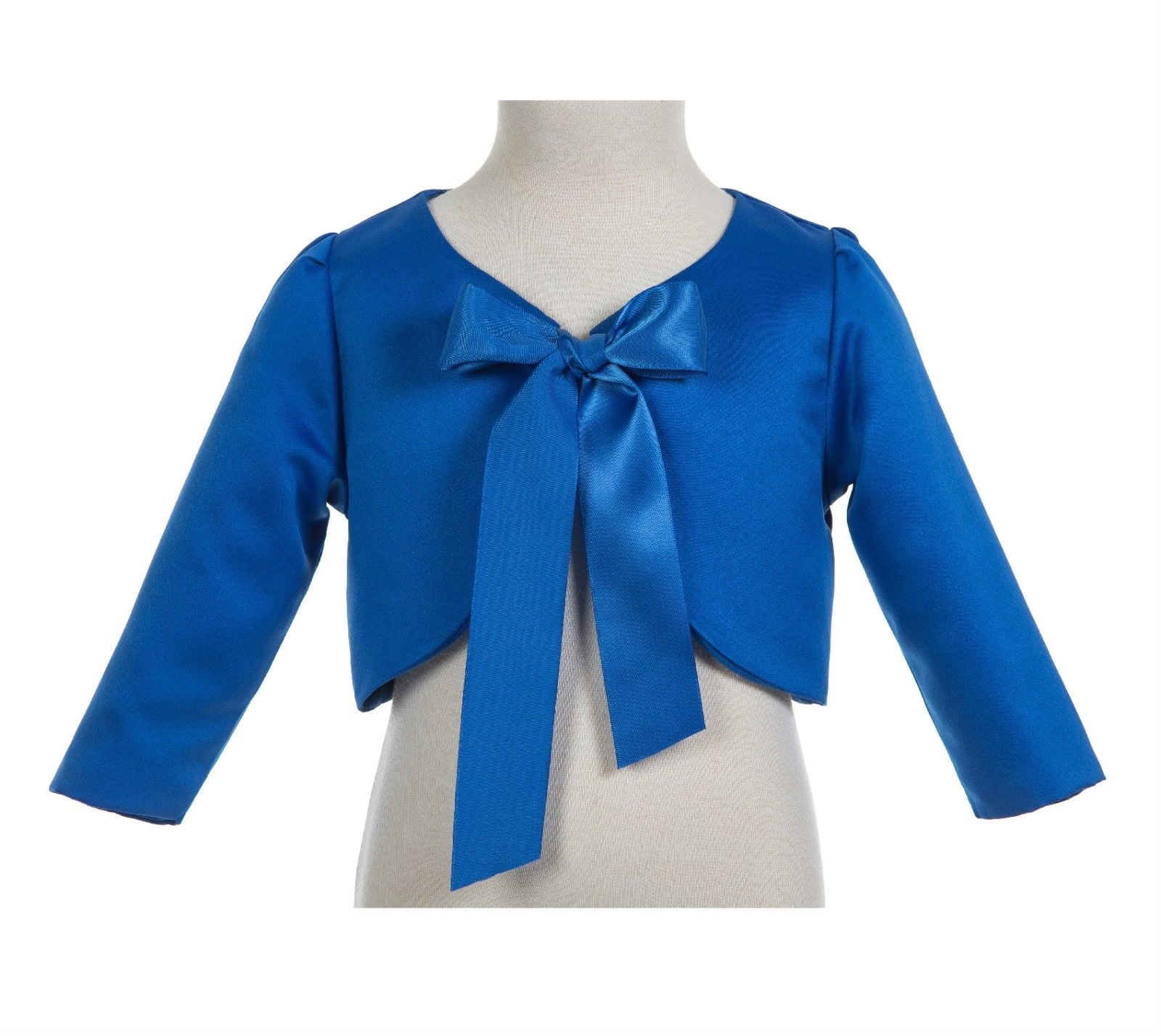 Ekidsbridal 3/4 Sleeves Satin Royal Blue Flower Girl Shrug Princess ...