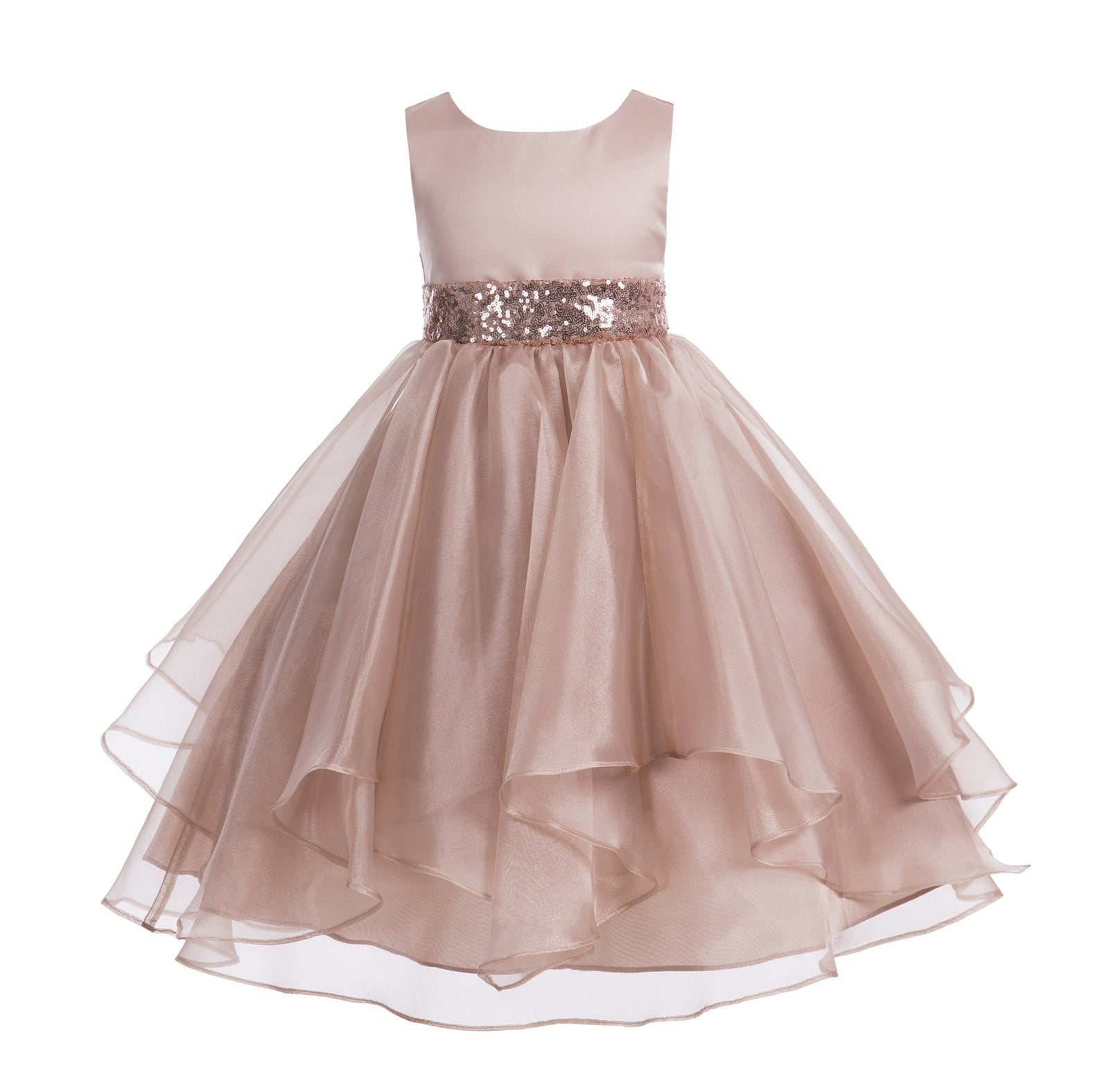 Ekidsbridal Asymmetric Ruffled Organza Sequin Flower Girl Dresses for ...