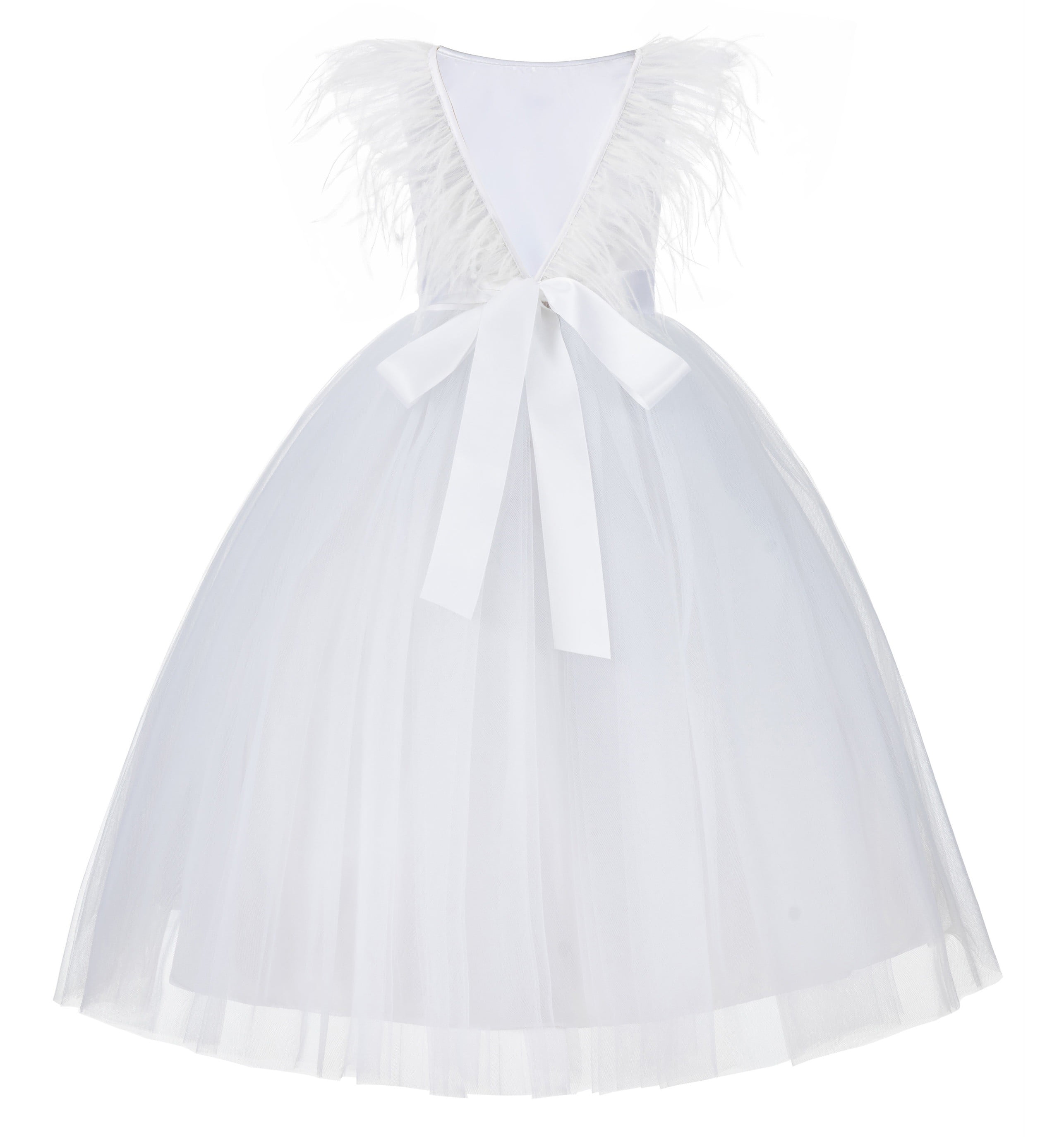 Ekidsbridal Backless Ostrich Feather Flower Girl Dress Formal Photoshoot Gown OS3 4 - Walmart.com