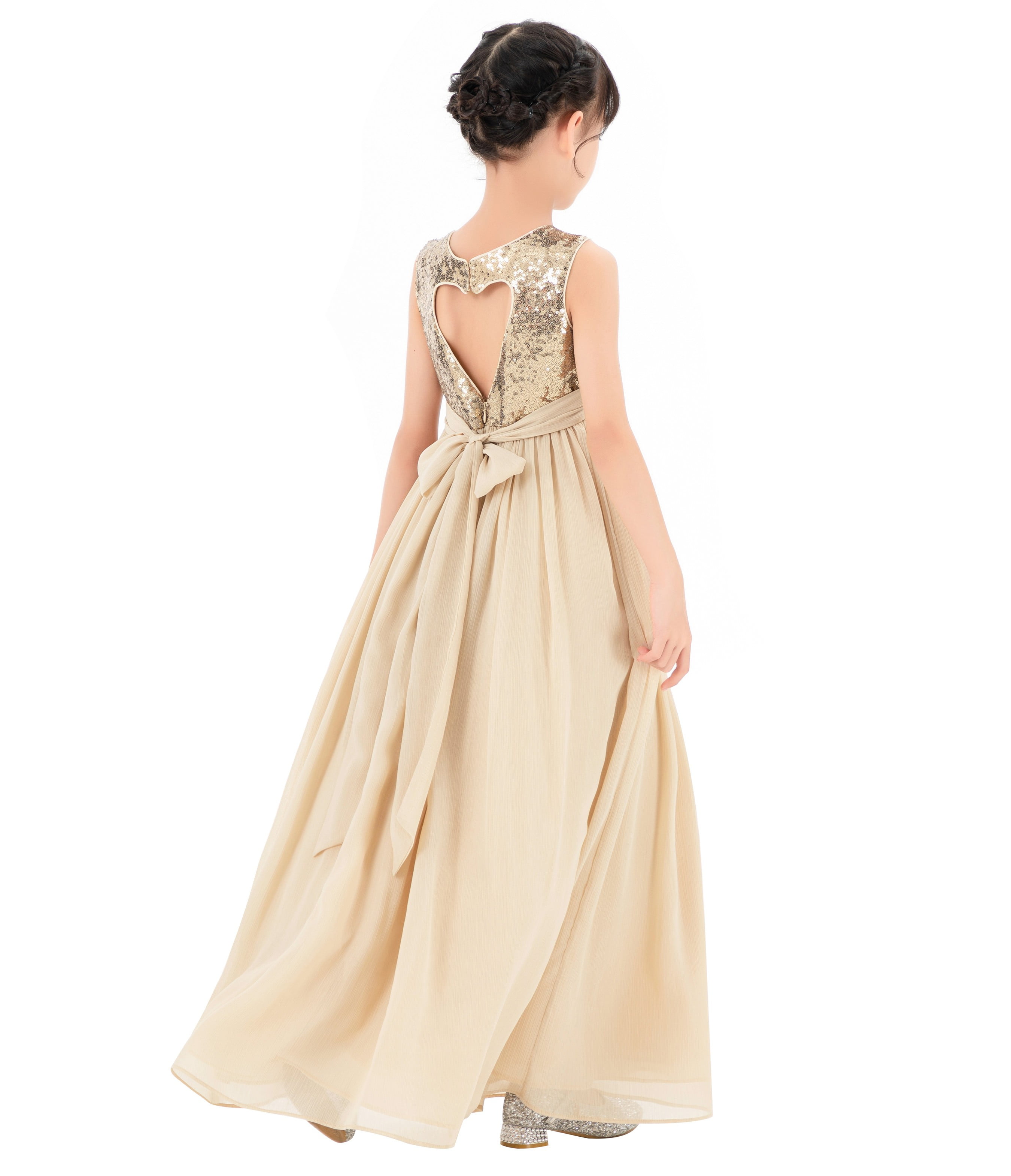 Ekidsbridal Chiffon Sequins Heart Cutout Flower Girl Dresses for ...