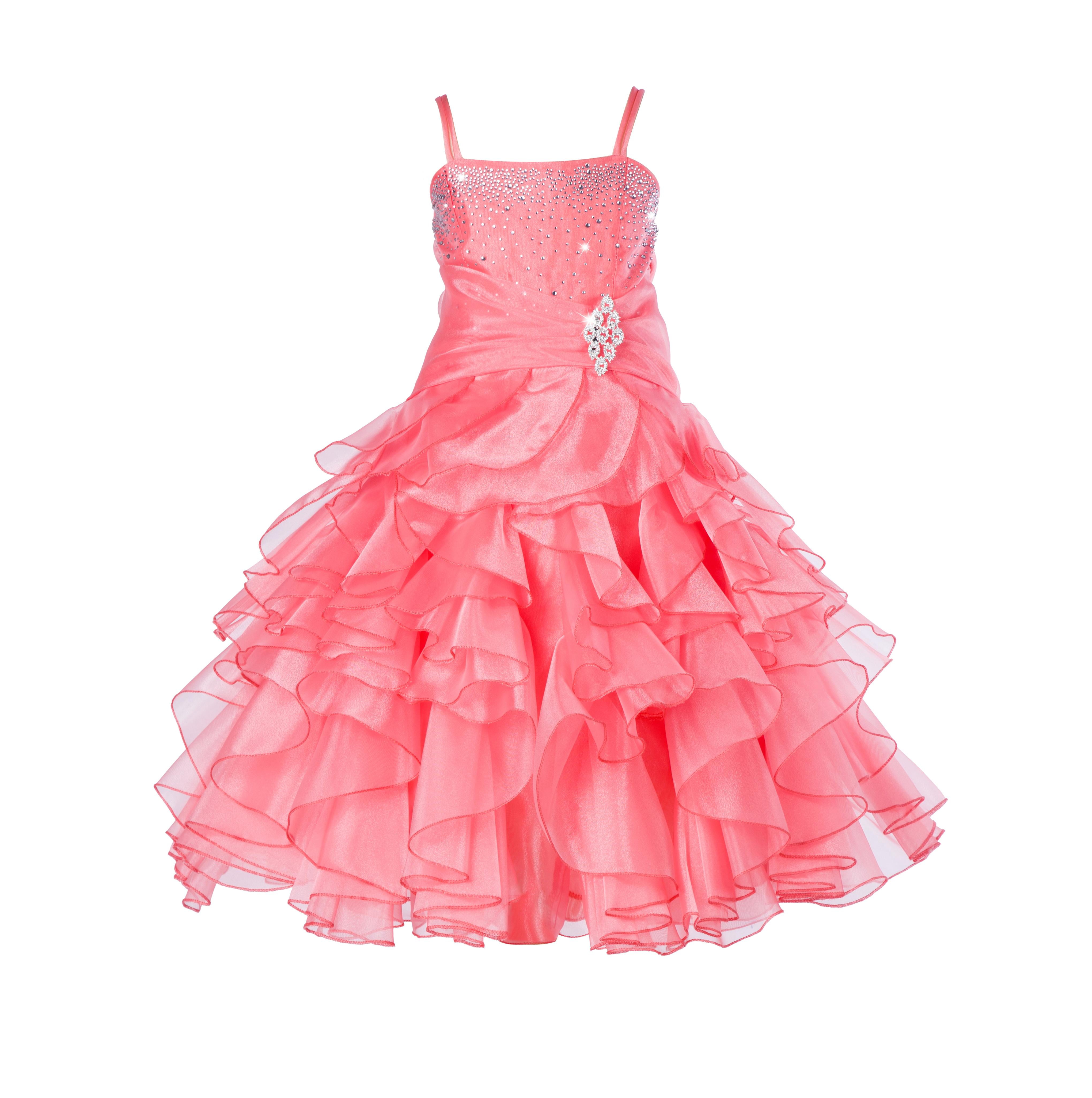Ekidsbridal Elegant Stunning Rhinestone Organza Layers Flower Girl ...