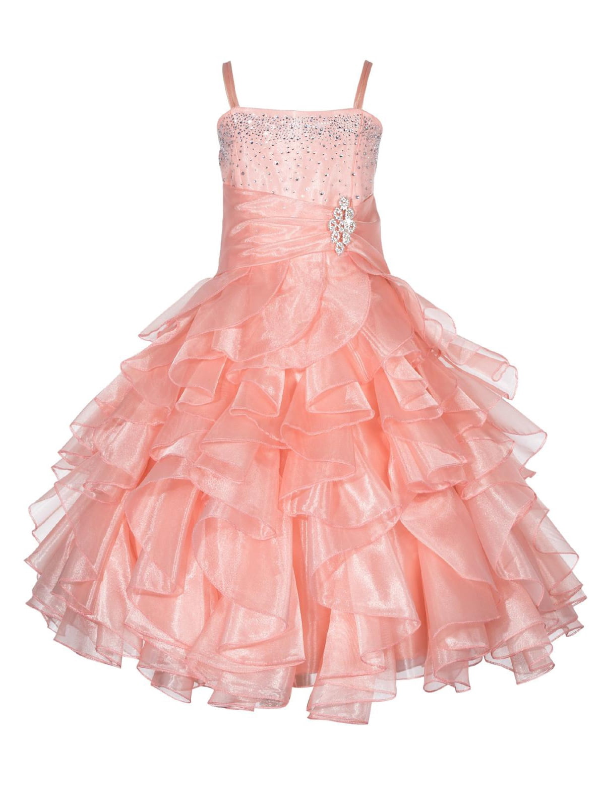 Ekidsbridal Elegant Stunning Rhinestone Organza Layers Flower Girl ...