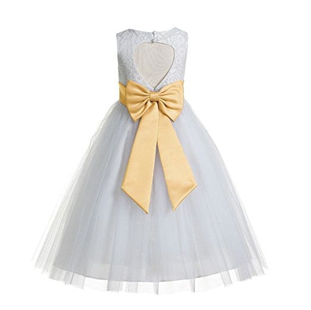 Ekidsbridal Floral Lace Heart Cutout Ivory Flower Girl Dresses Junior ...
