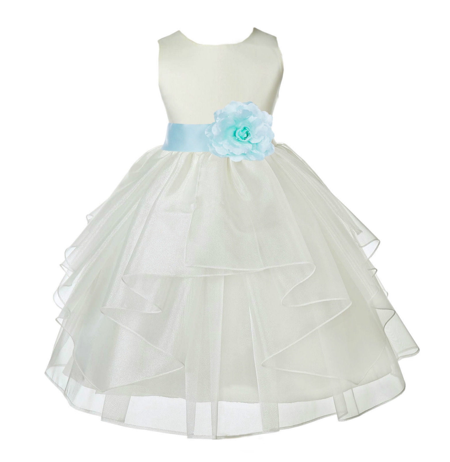 Ekidsbridal Formal Ivory Shimmering Organza Flower Girl Dresses Junior ...
