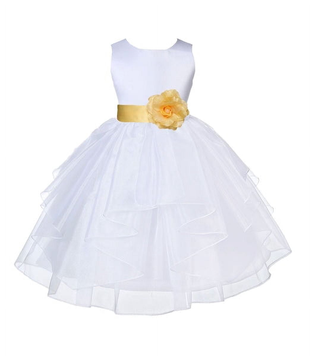 Ekidsbridal Formal White Shimmering Organza Flower Girl Dresses Wedding ...