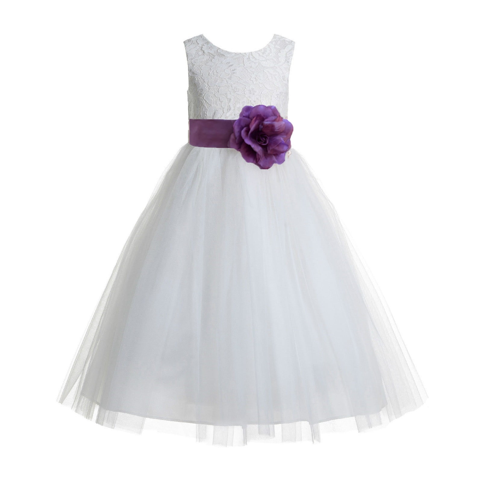 Ekidsbridal Girl Baptism Flower Girl Dress - Ivory Lace Heart Cutout ...
