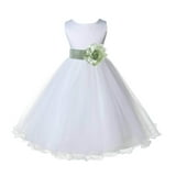 Ekidsbridal Girl Baptism Flower Girl Dress - White Tulle Rattail Edge ...