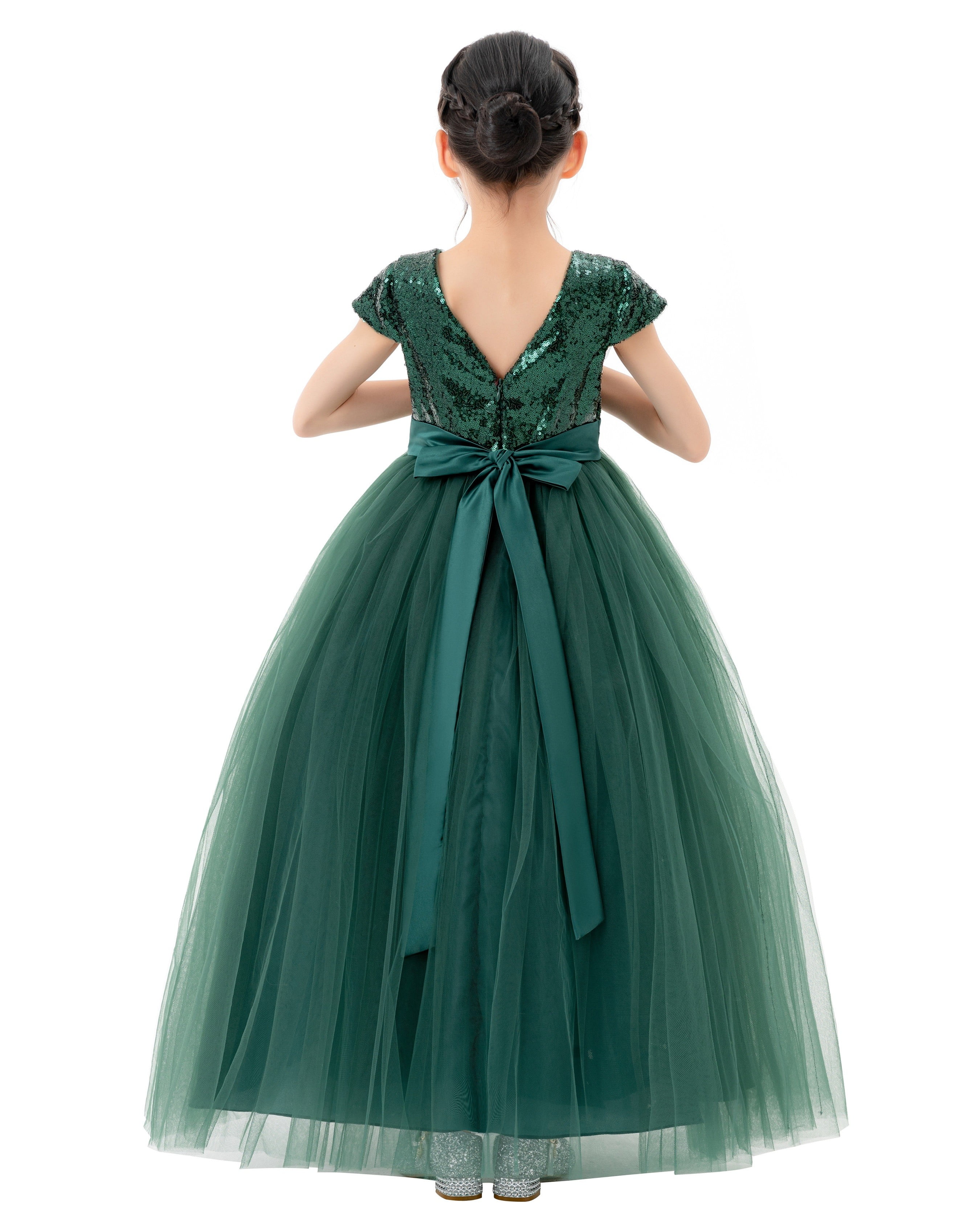 Ekidsbridal Girl Bridesmaid Flower Girl Dress - Sequins V-Back with Cap ...