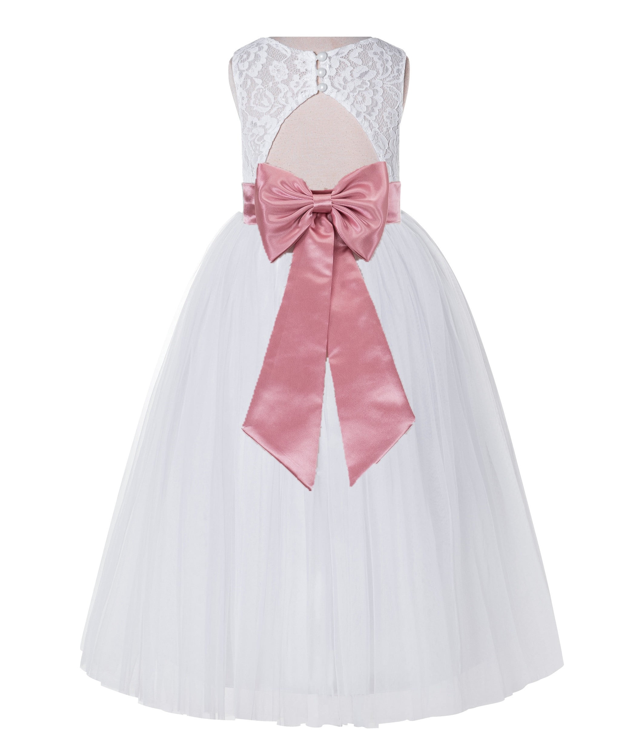 Ekidsbridal Girl Bridesmaid Flower Girl Dress - White Lace Dress with ...