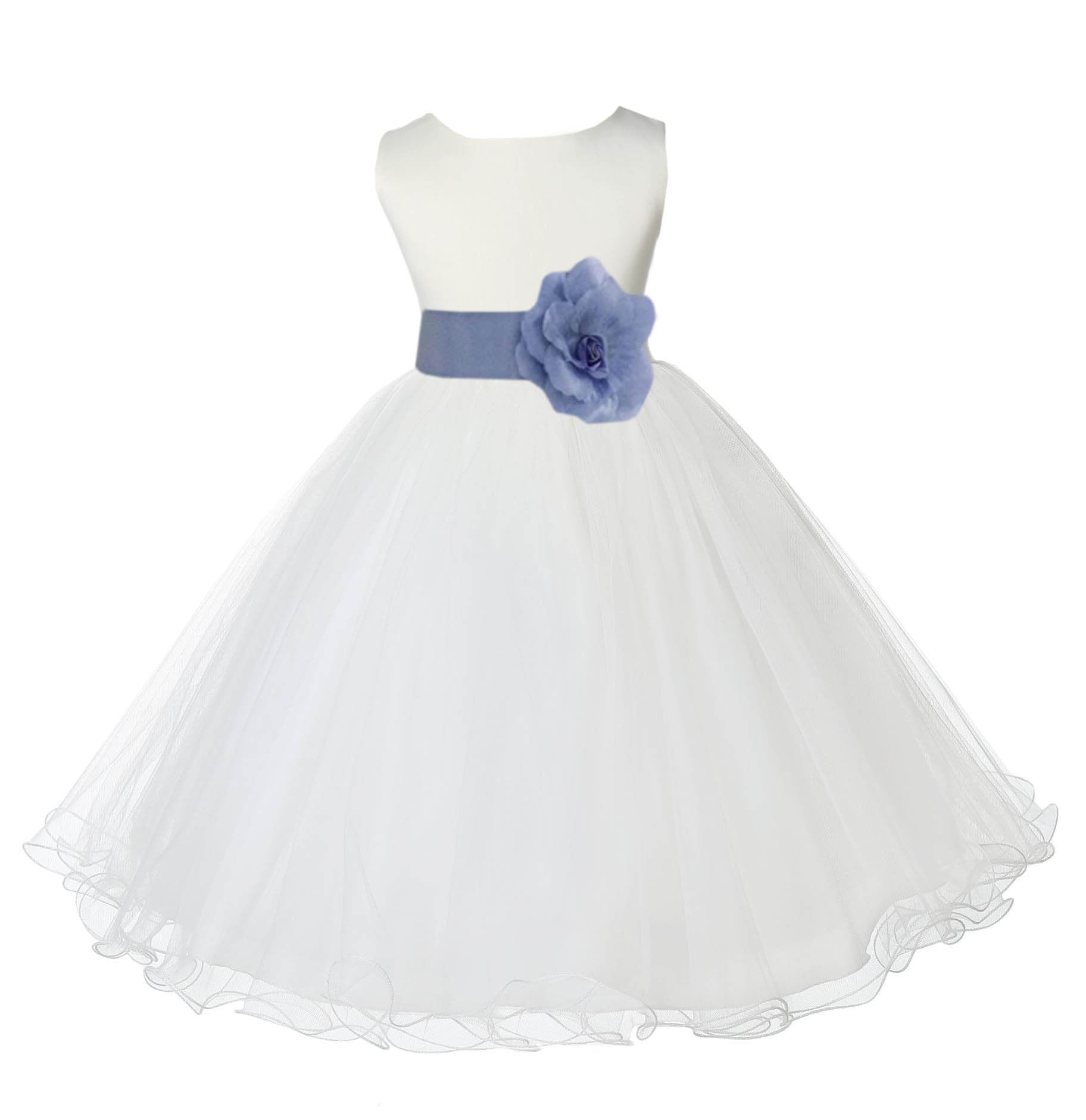 Ekidsbridal Girl Communion Flower Girl Dress - Satin Ivory Tulle ...