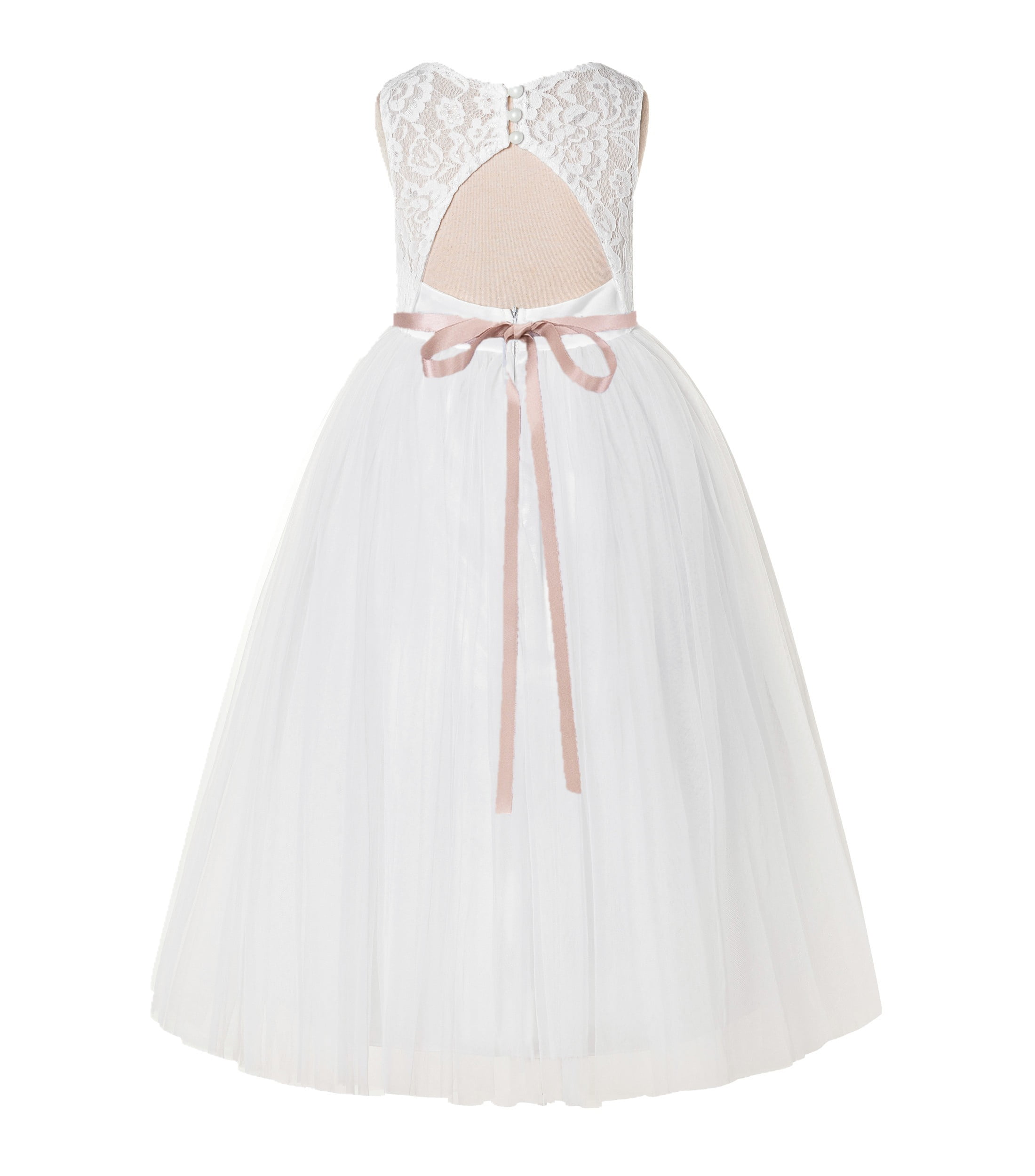 Ekidsbridal Girl Mini Bridal Flower Girl Dress - Ivory A-Line Lace ...