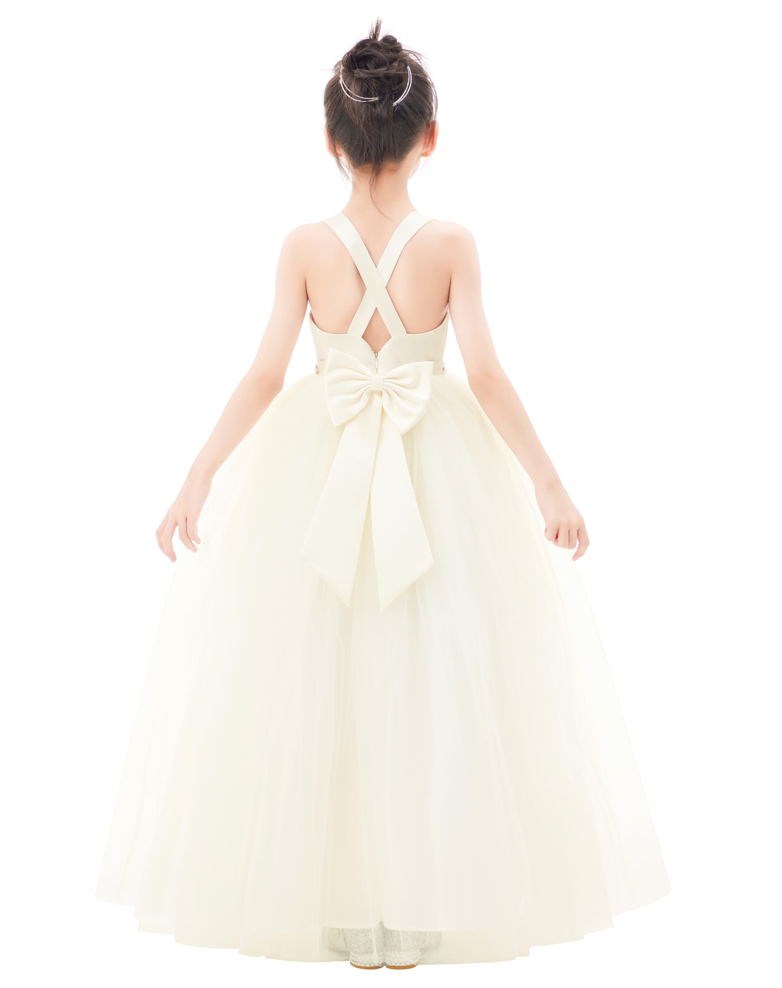 Ekidsbridal Girl Pageant Flower Girl Dress - Crossed Straps V-Neck ...