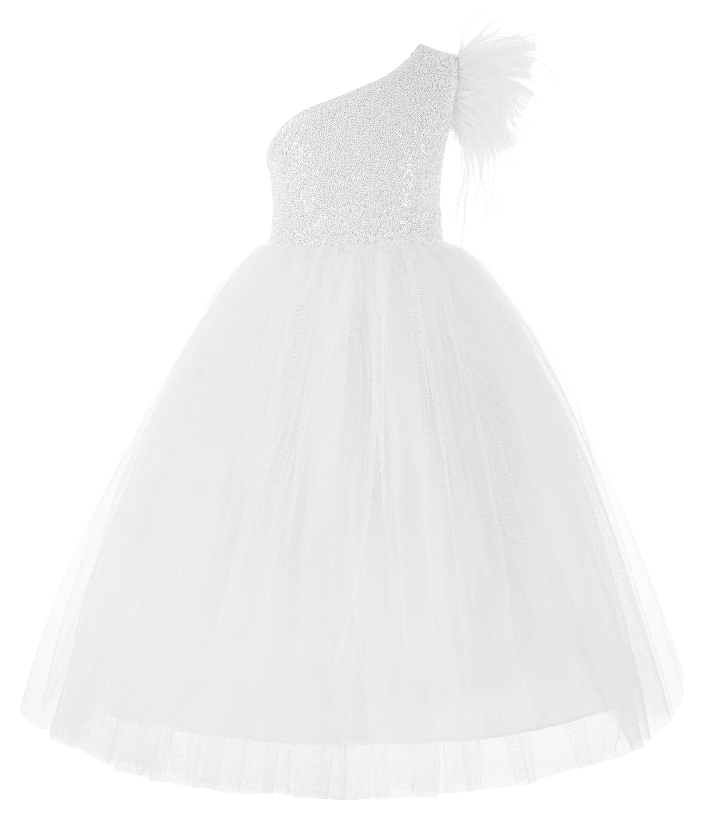 Ekidsbridal Girl Pageant Flower Girl Dress - One-Shoulder Sequins with ...