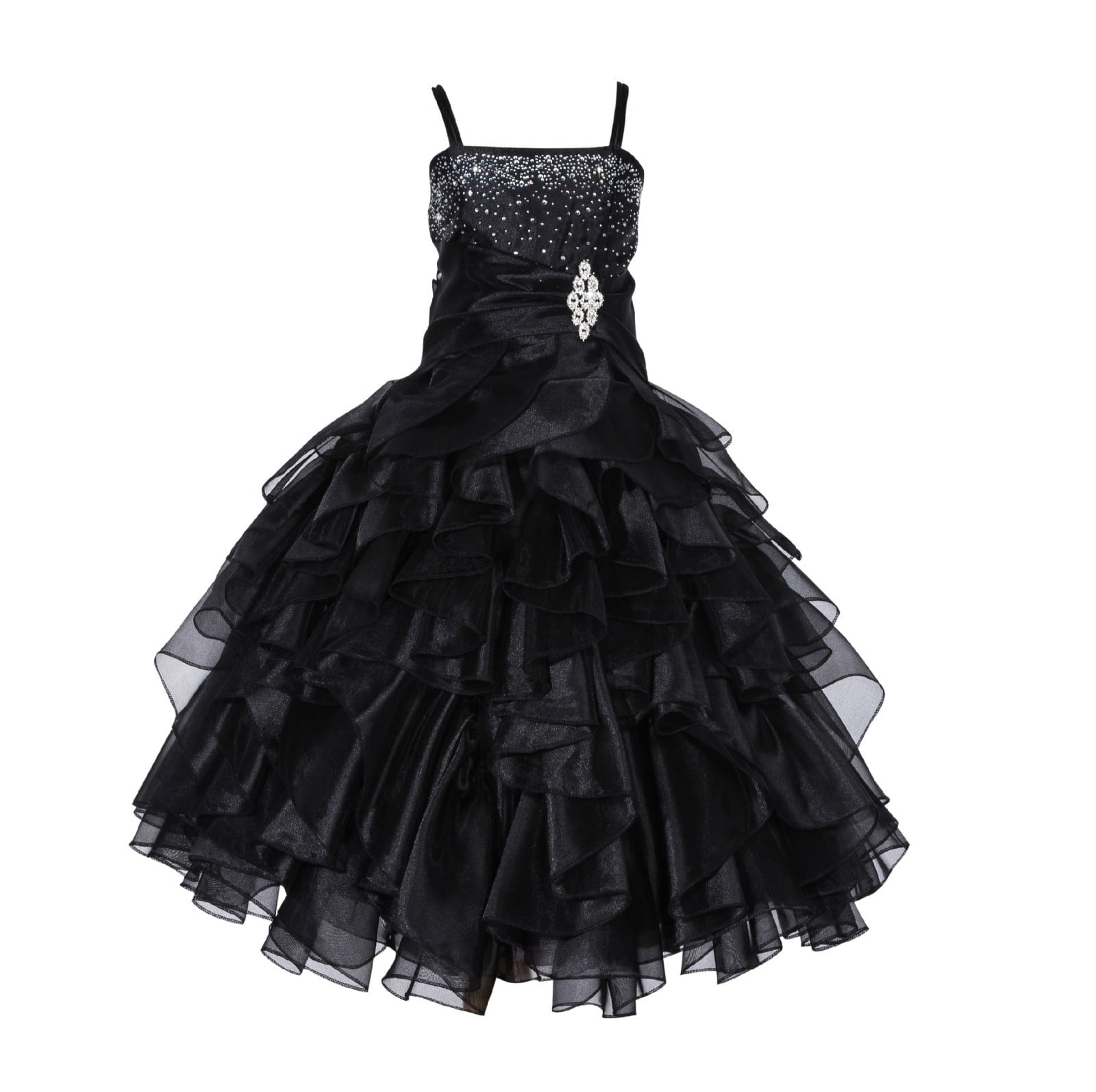 Ekidsbridal Girl Pageant Flower Girl Dress - Rhinestone Ruffled Organza ...