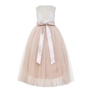 Ekidsbridal Girl Pageant Flower Girl Dress - V-Back Satin Tulle with ...