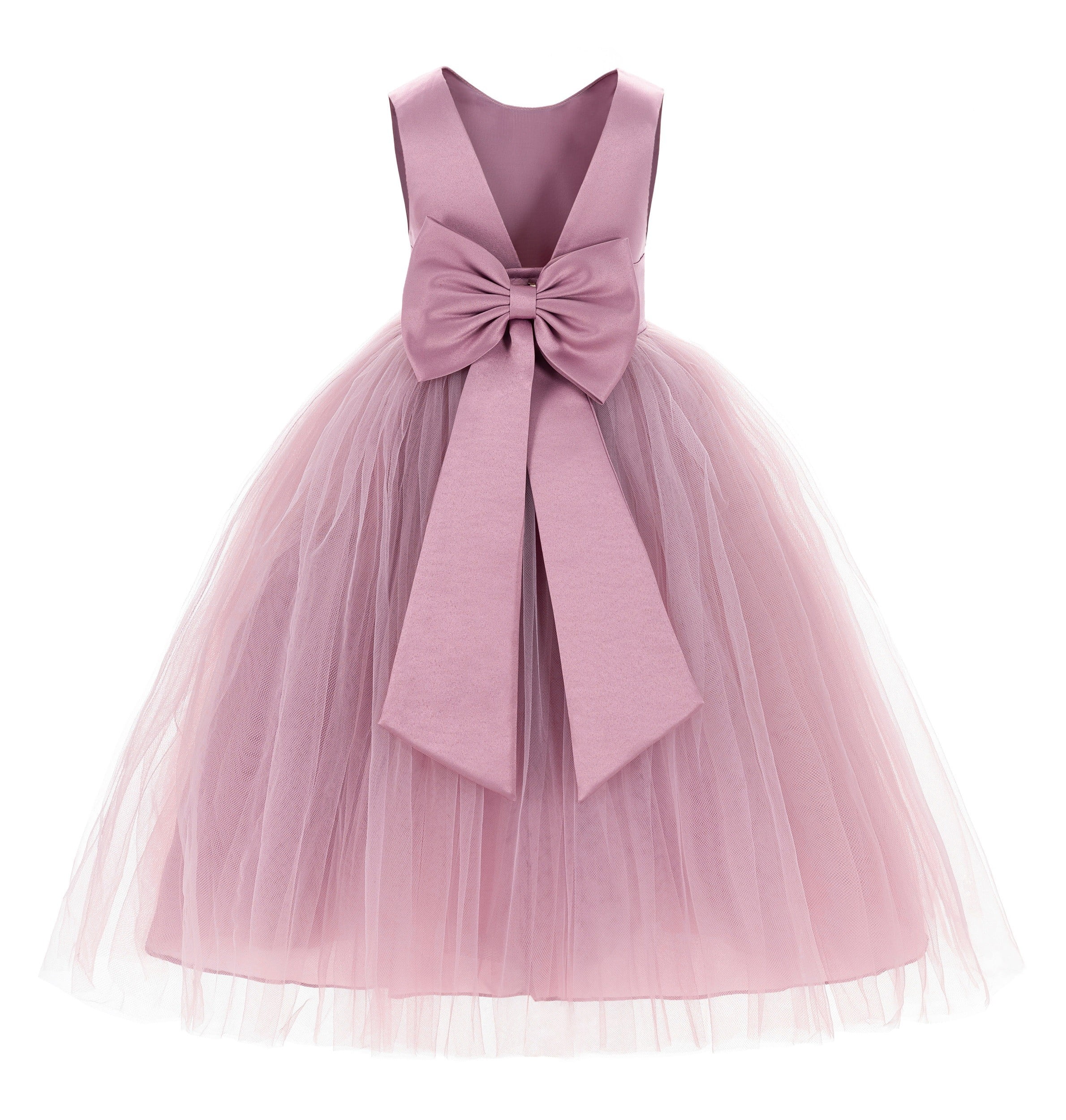 Ekidsbridal Girl Pageant Flower Girl Dress - V-Back Satin Tulle with ...
