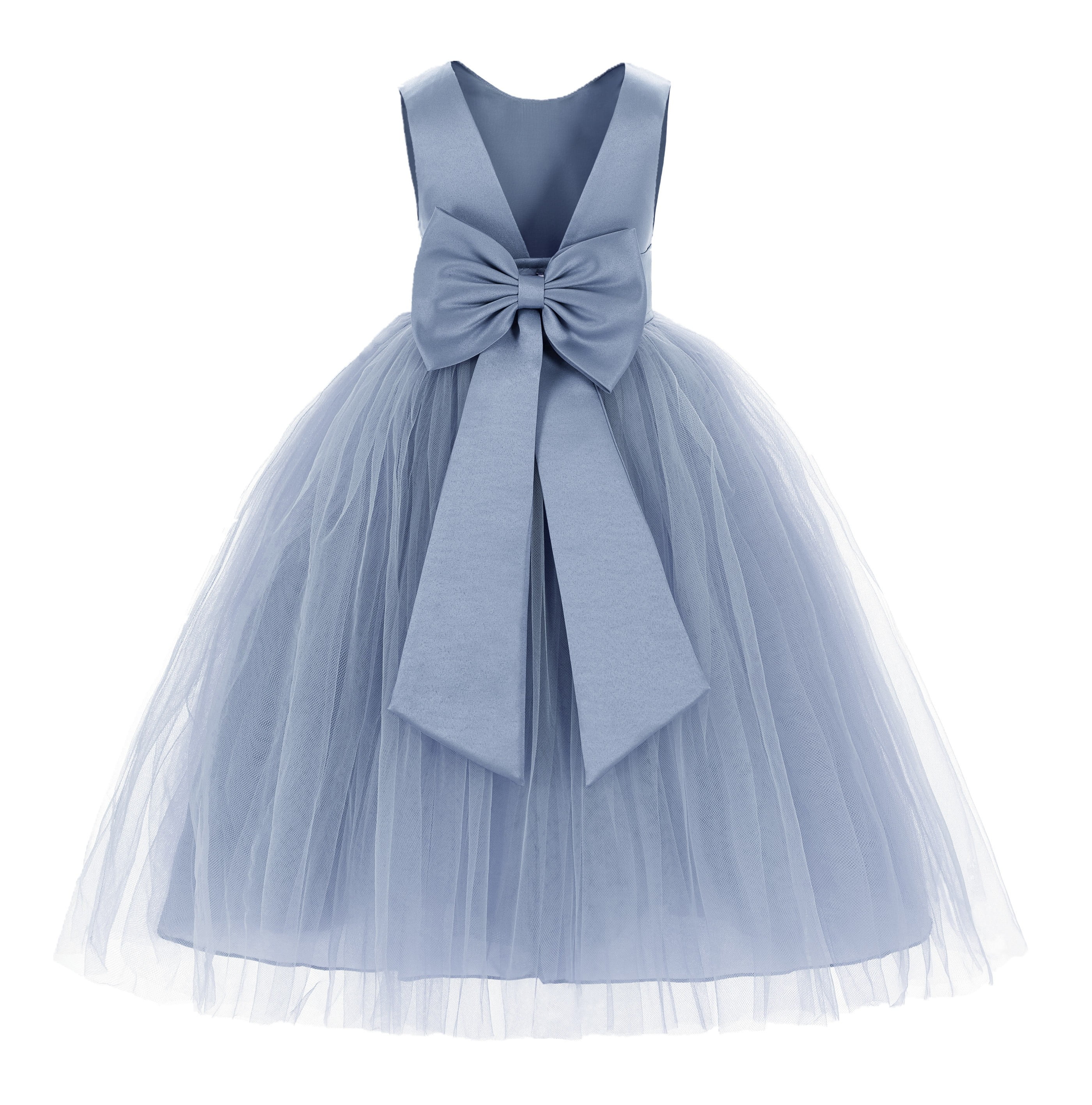 Ekidsbridal Girl Pageant Flower Girl Dress - V-Back Satin Tulle with ...
