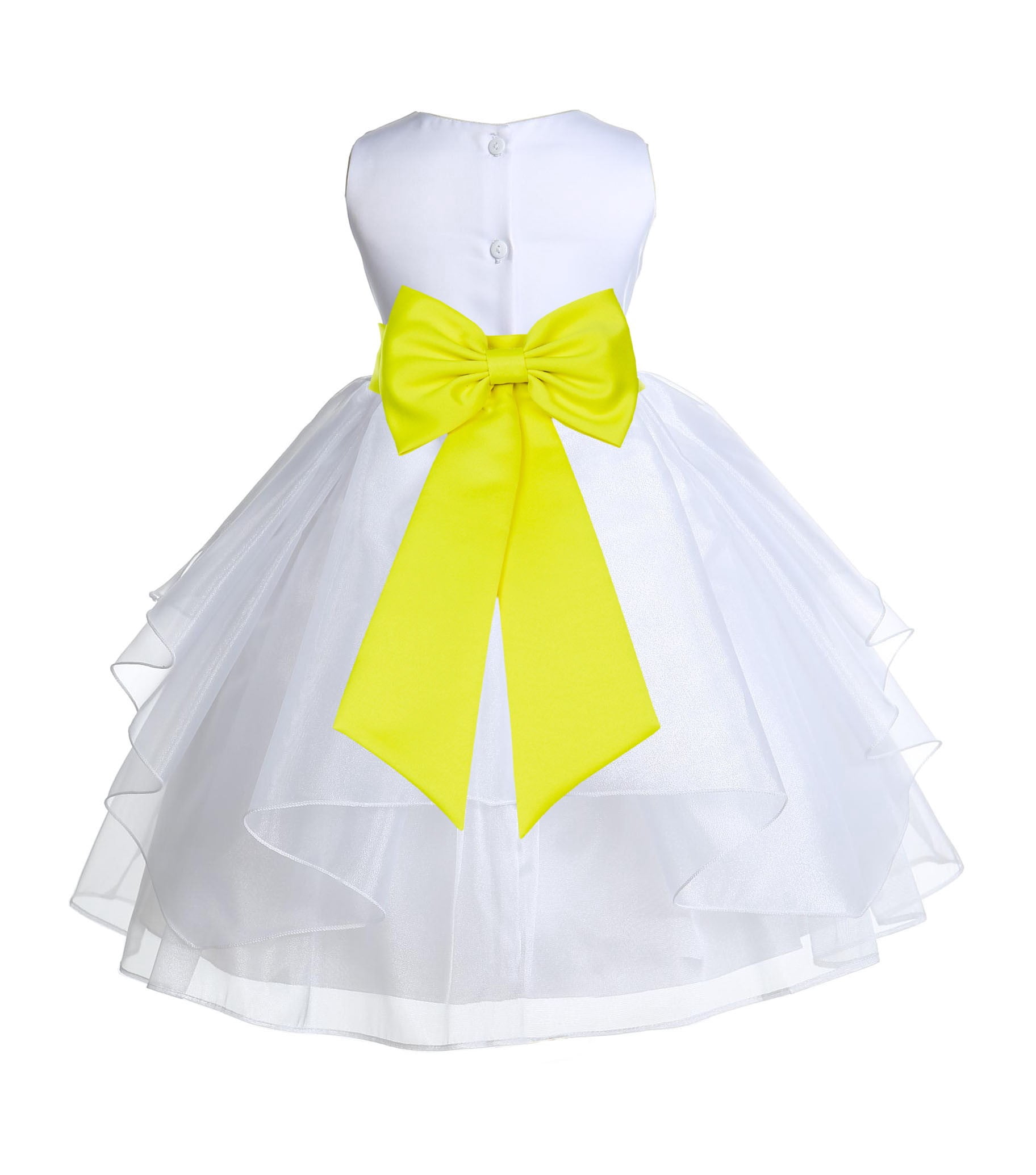 Ekidsbridal Girl Pageant Flower Girl Dress - White Tiered Organza with ...