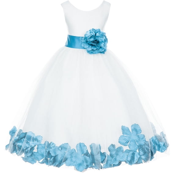 Ekidsbridal Ivory Tulle Rose Petals Junior Flower Girl Dress Pageant ...