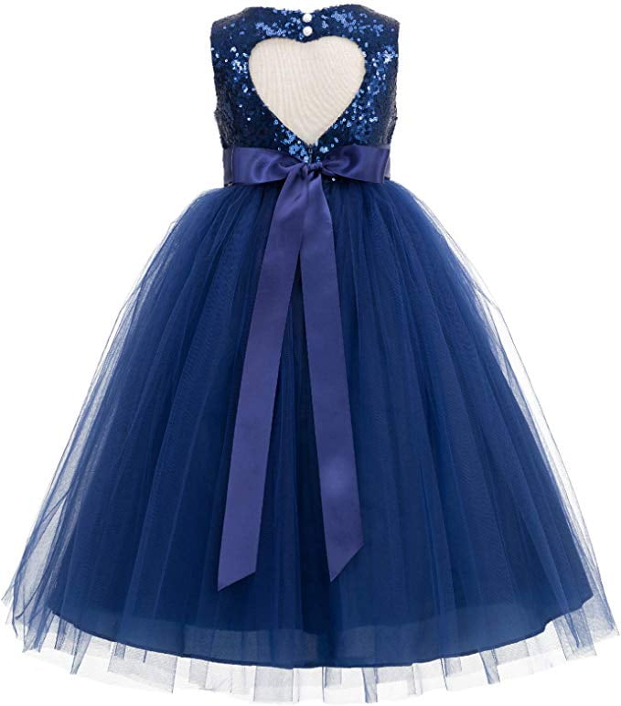 Ekidsbridal Heart Cutout Sequin Flower Girl Dress Junior Pageants ...
