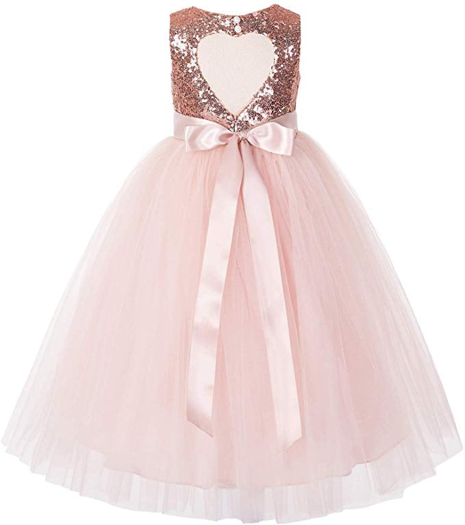 Ekidsbridal Heart Cutout Sequin Flower Girl Dresses for Toddlers Pretty ...