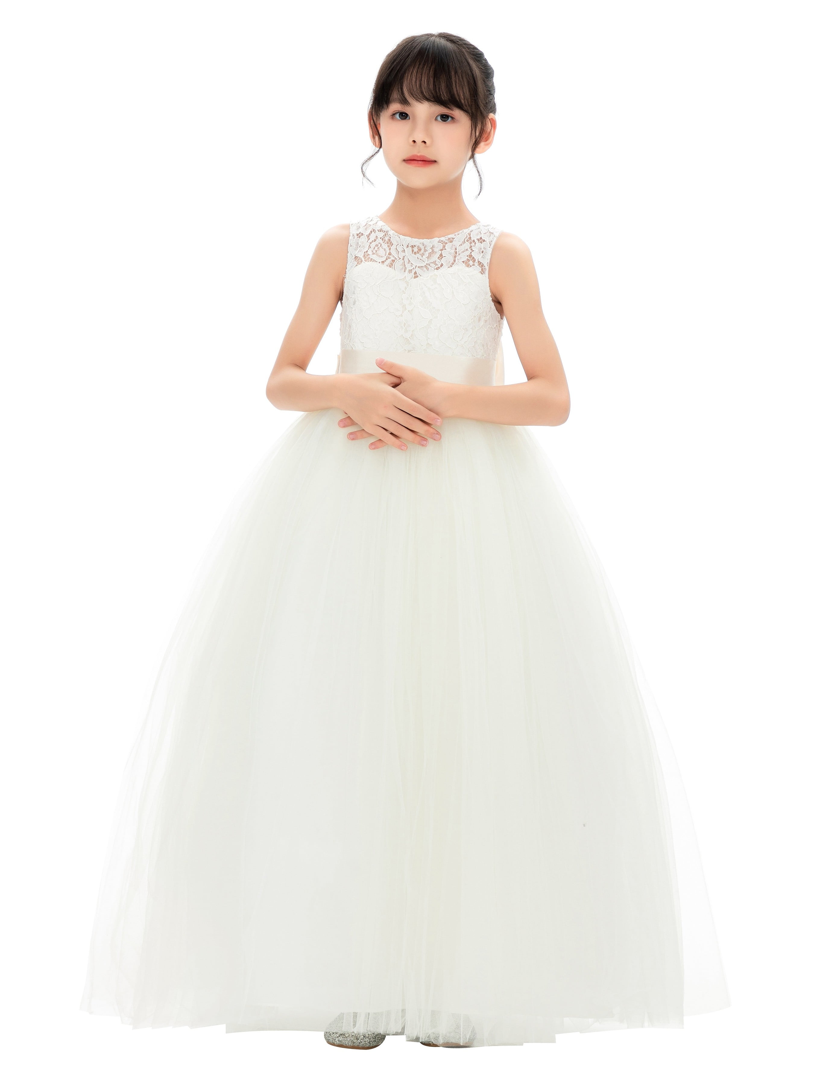 Ekidsbridal Illusion Lace Flower Girl Dresses for Pageants Junior ...