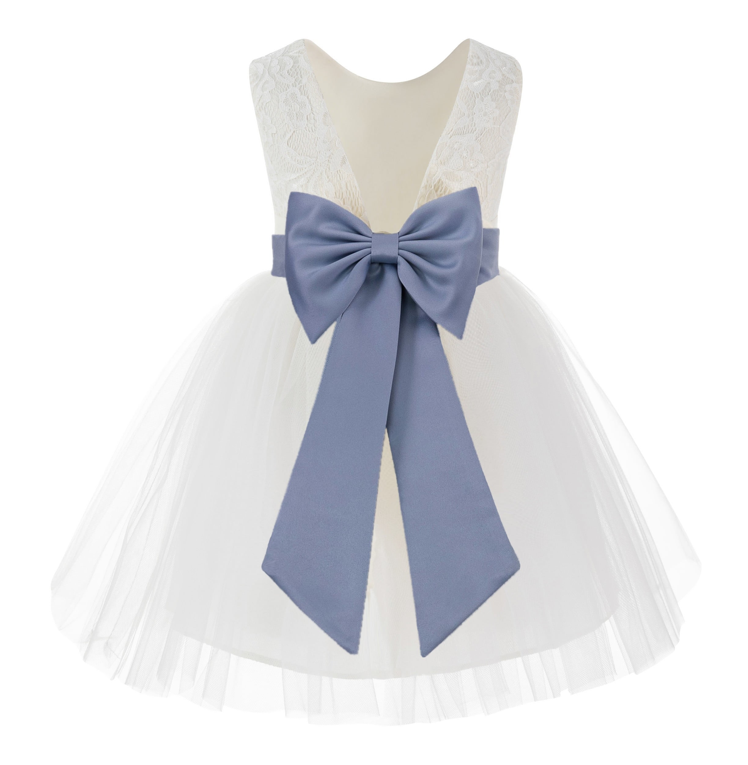 Ekidsbridal Ivory Backless Lace V-Back Flower Girl Dresses Fancy Formal ...