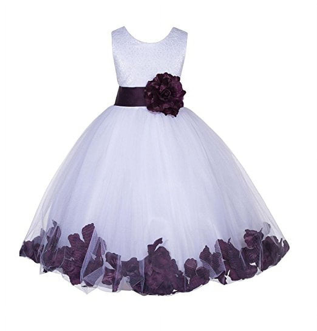 Ekidsbridal Ivory Floral Lace Bodice Rose Petal Tulle Junior Flower ...