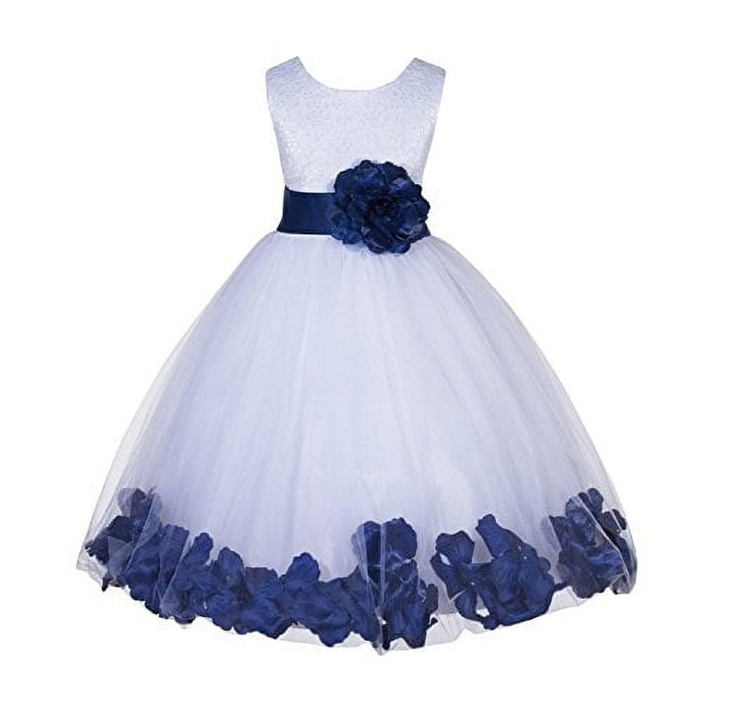 Ekidsbridal Ivory Floral Lace Bodice Rose Petal Tulle Junior Flower ...