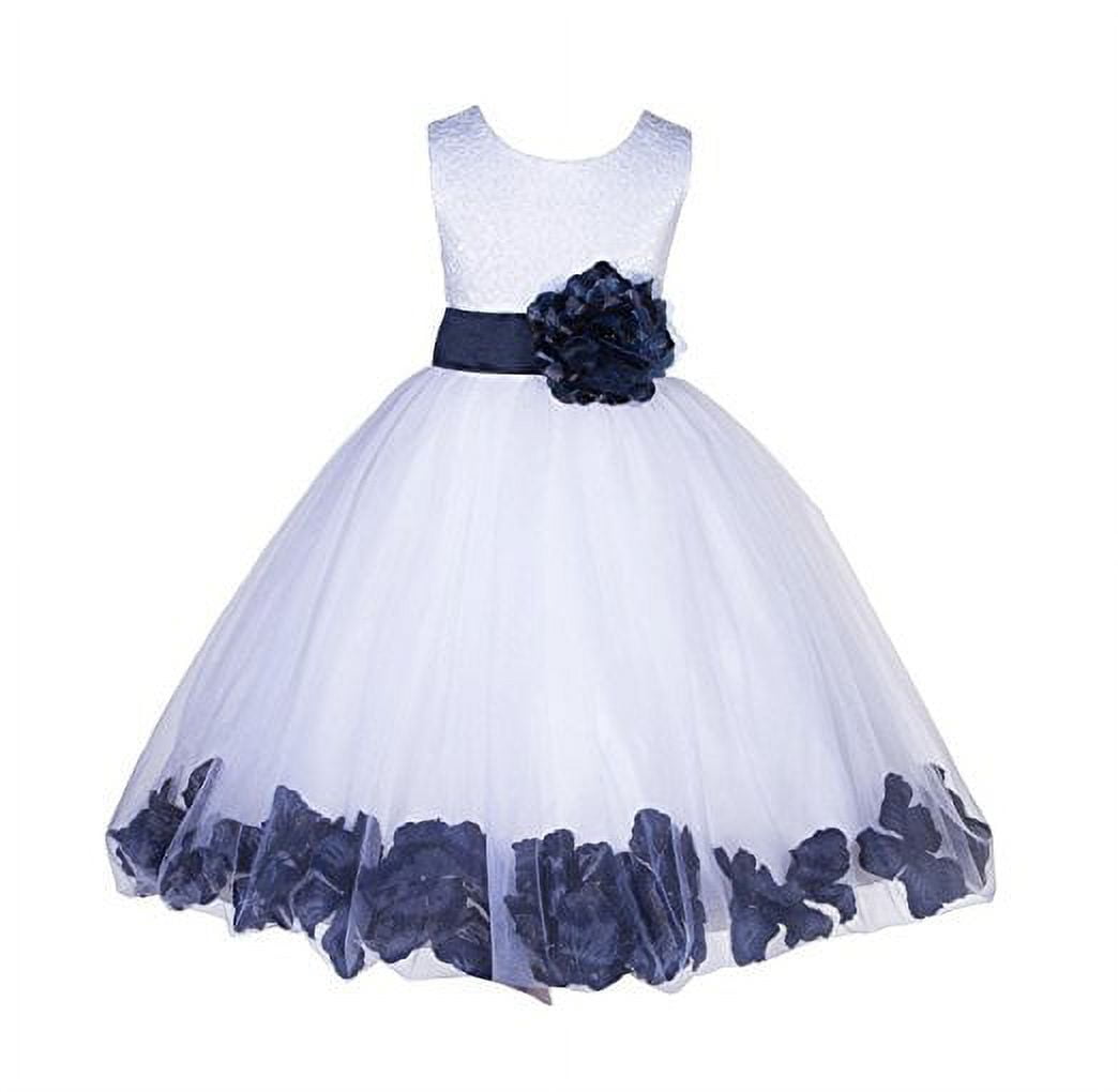 Ekidsbridal Ivory Floral Lace Bodice Rose Petal Tulle Junior Flower ...