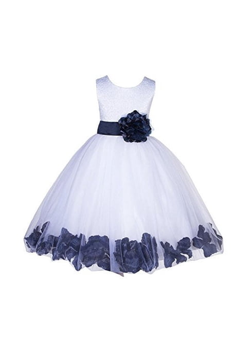 Ekidsbridal Satin Rose Petals Tulle Ivory Flower Girl Dress Junior ...