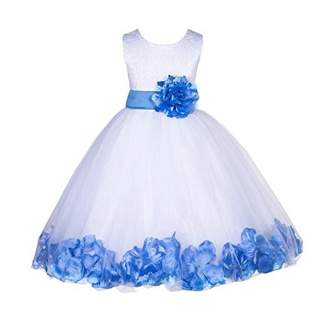 Ekidsbridal Ivory Floral Lace Bodice Rose Petal Tulle Junior Flower ...