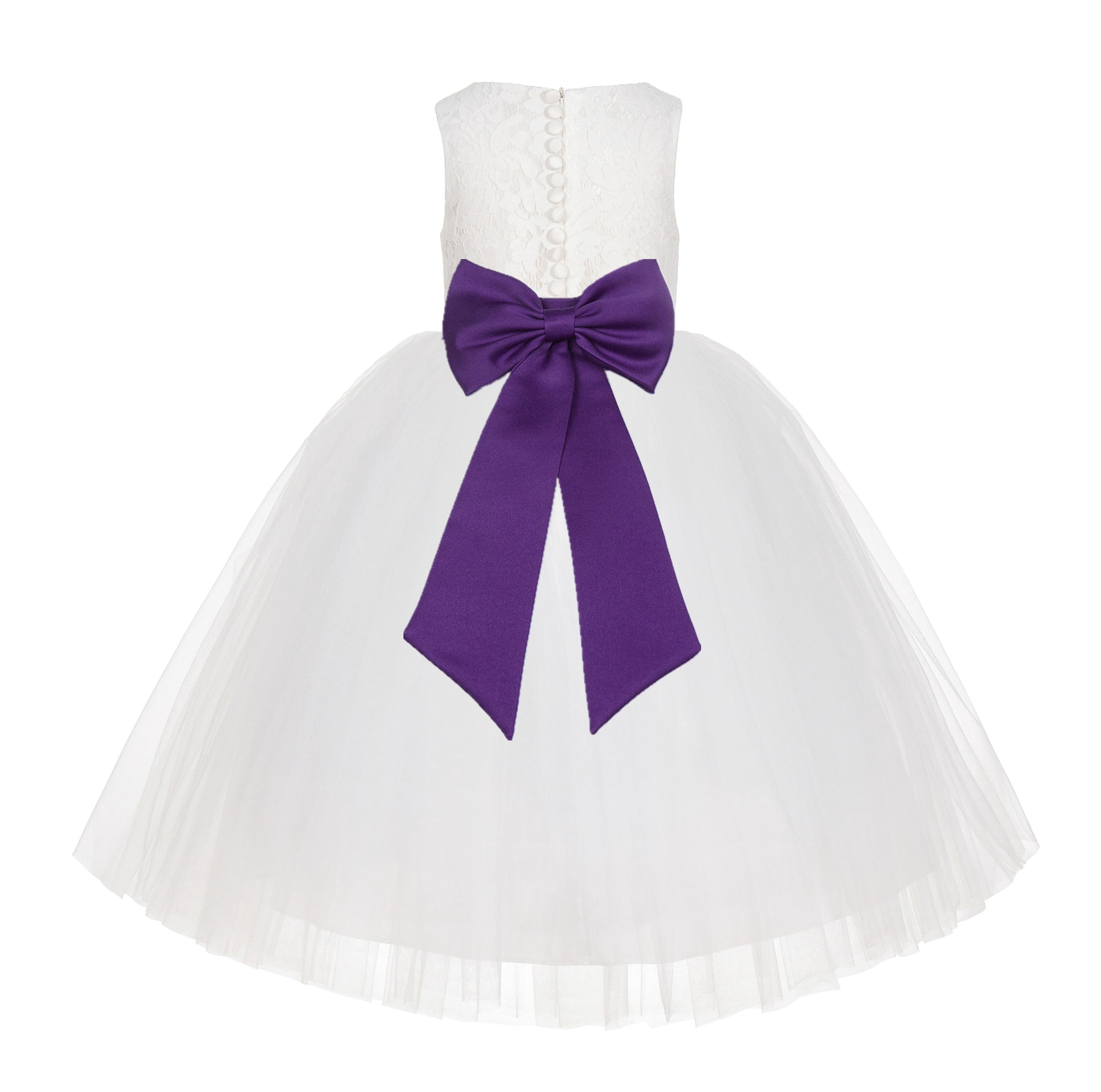 Ekidsbridal Ivory Floral Lace Junior Flower Girl Dress Christening ...