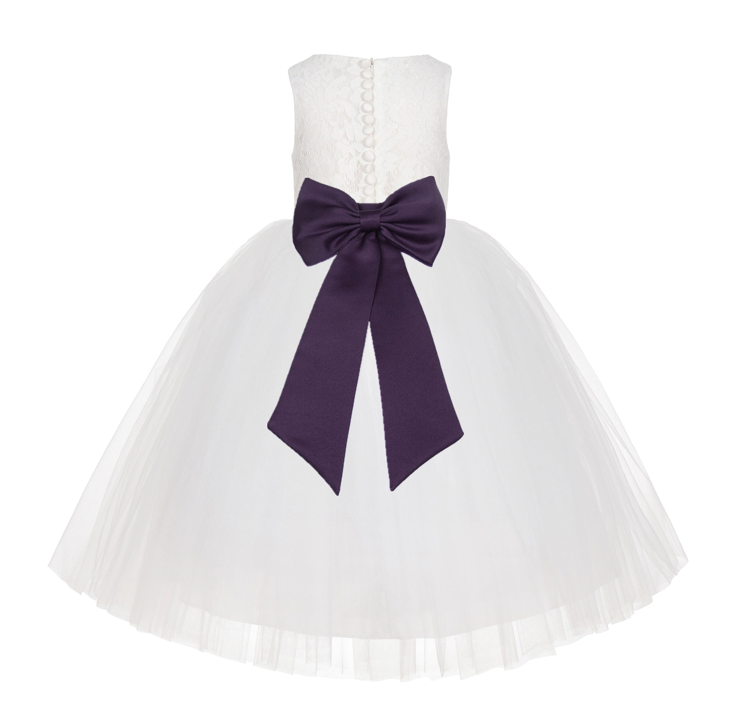 Ekidsbridal Ivory Floral Lace Junior Flower Girl Dress Christening ...