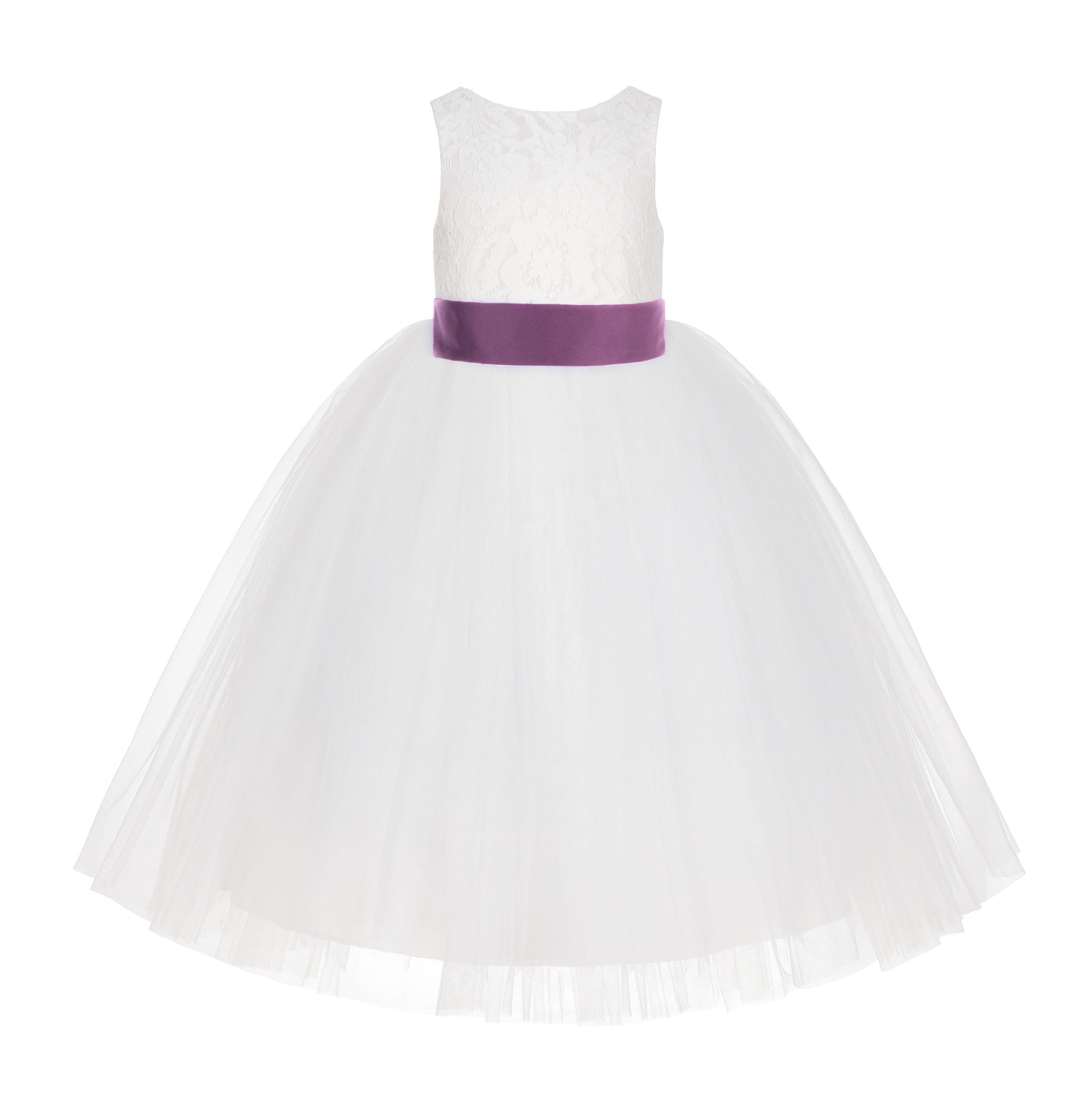 Ekidsbridal Ivory Floral Lace Junior Flower Girl Dress Christening ...