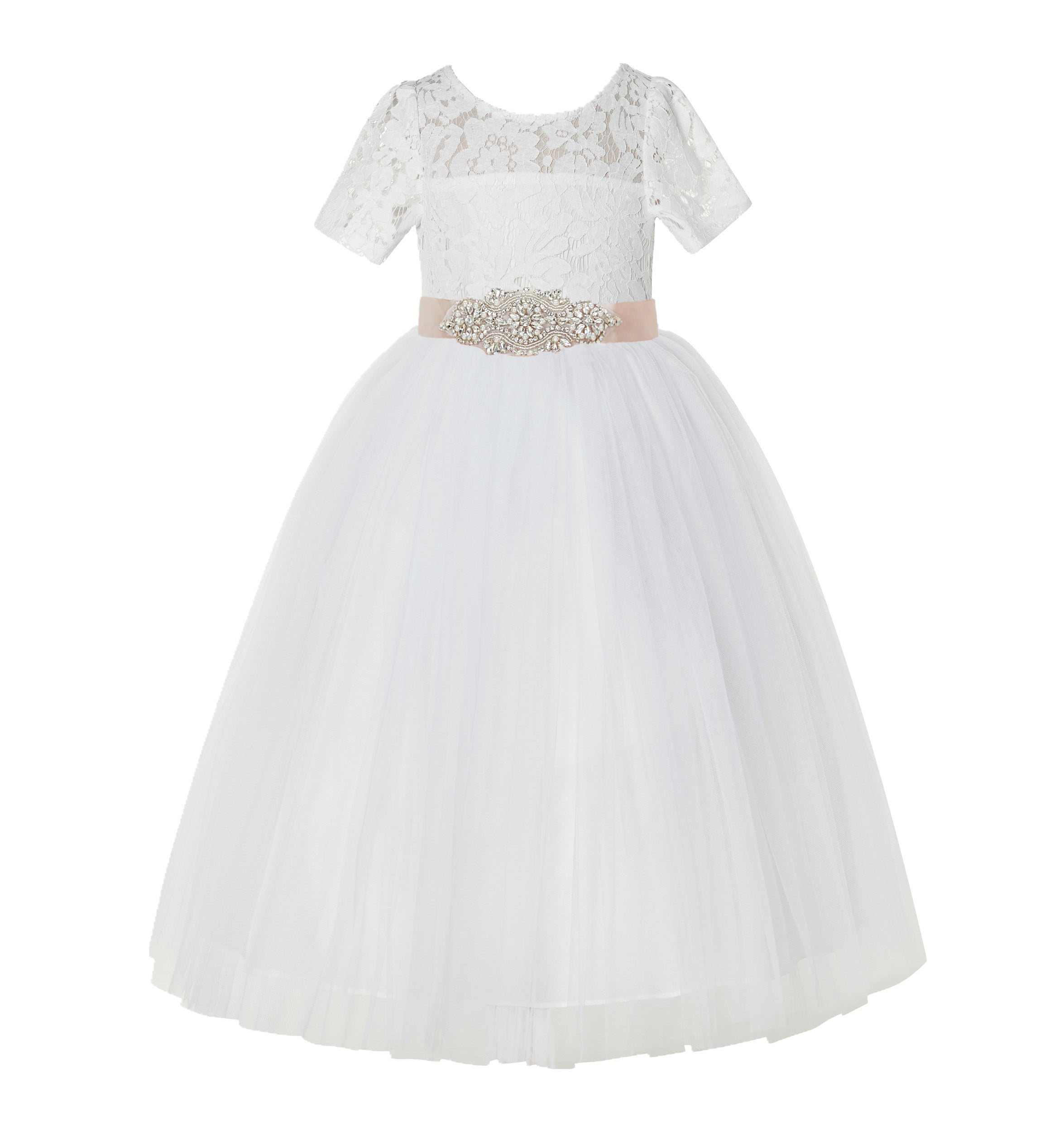 Ekidsbridal Ivory Floral Lace Tulle Flower Girl Dress Junior Prom ...