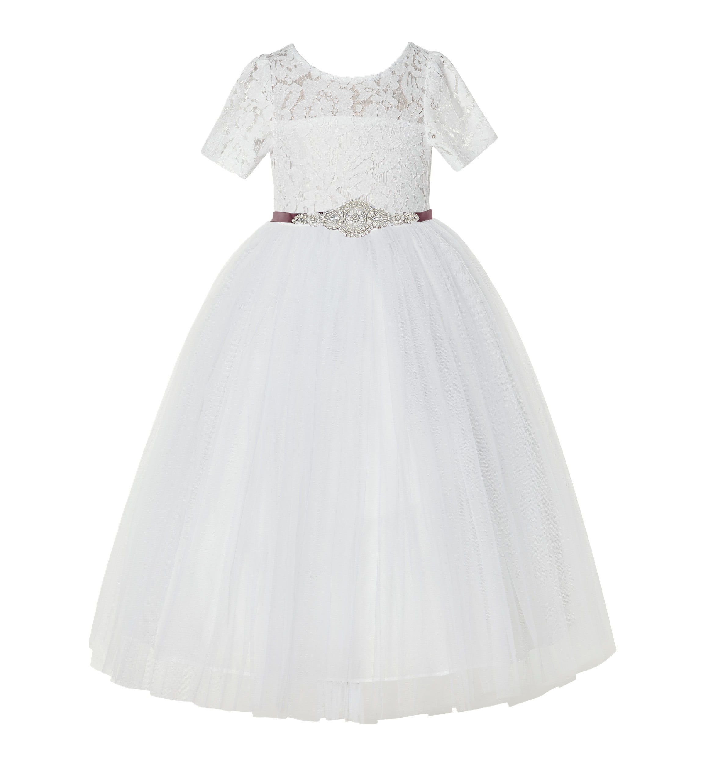Ekidsbridal Ivory Floral Lace Tulle Flower Girl Dresses Wedding ...