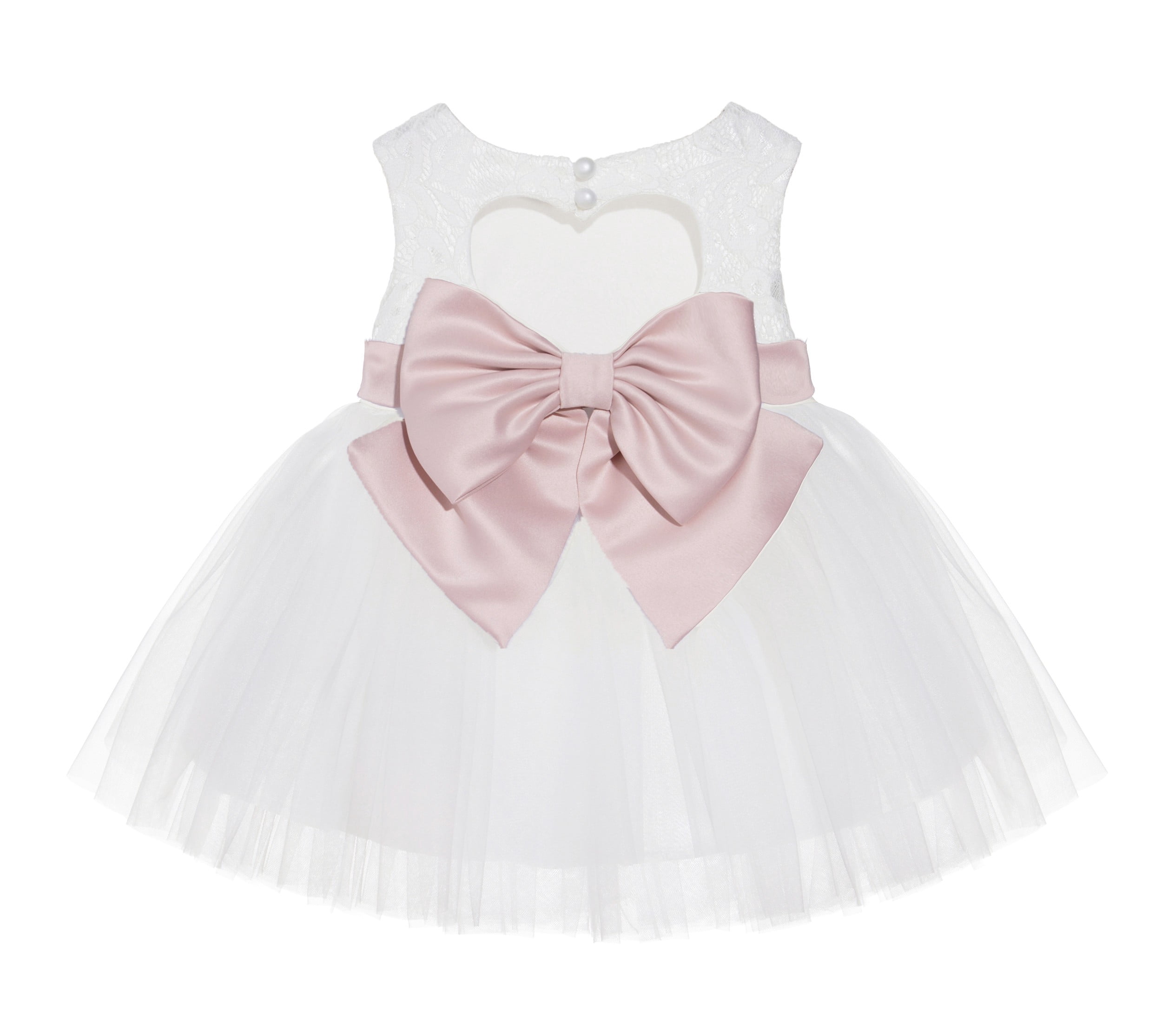 Ekidsbridal Ivory Lace Heart Cutout Junior Flower Girl Dress Communion ...